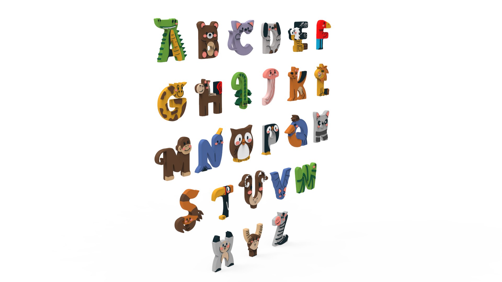 3D Cartoon Animal Alphabet V001 - TurboSquid 2159219