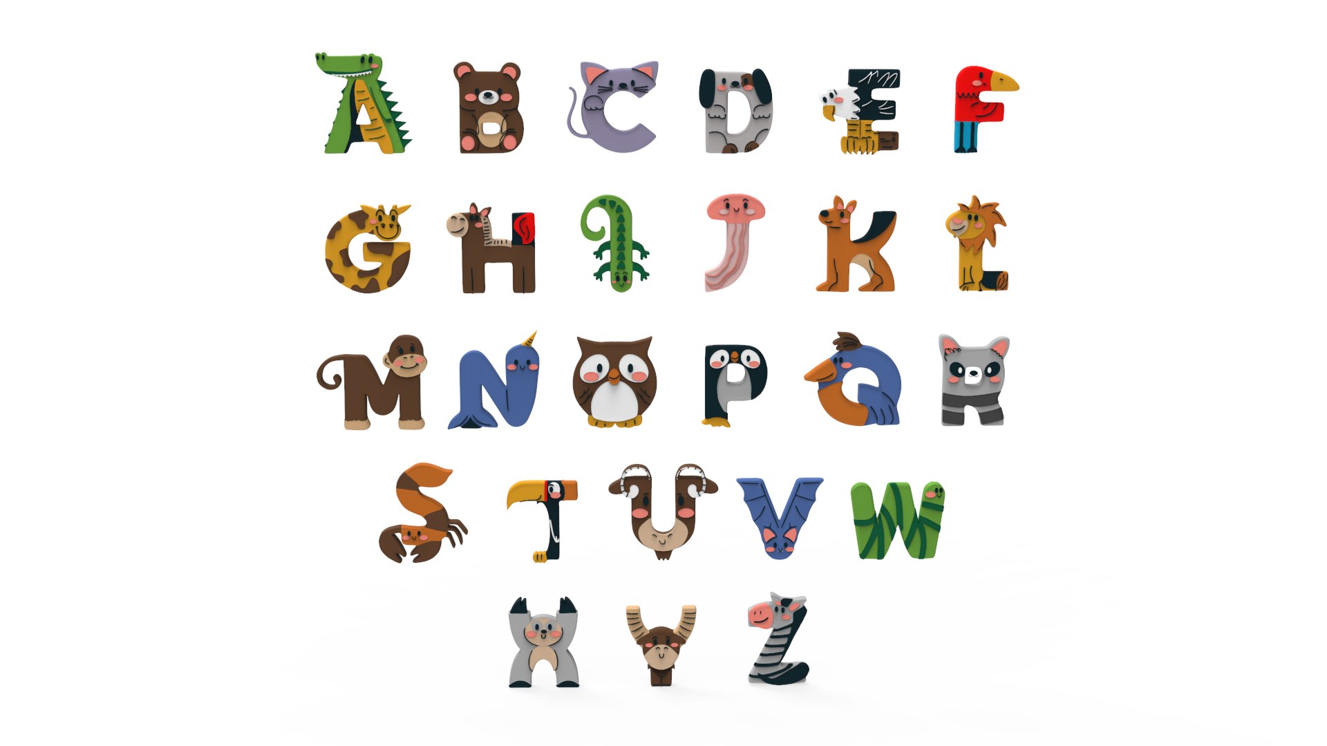 3D Cartoon Animal Alphabet V001 - TurboSquid 2159219