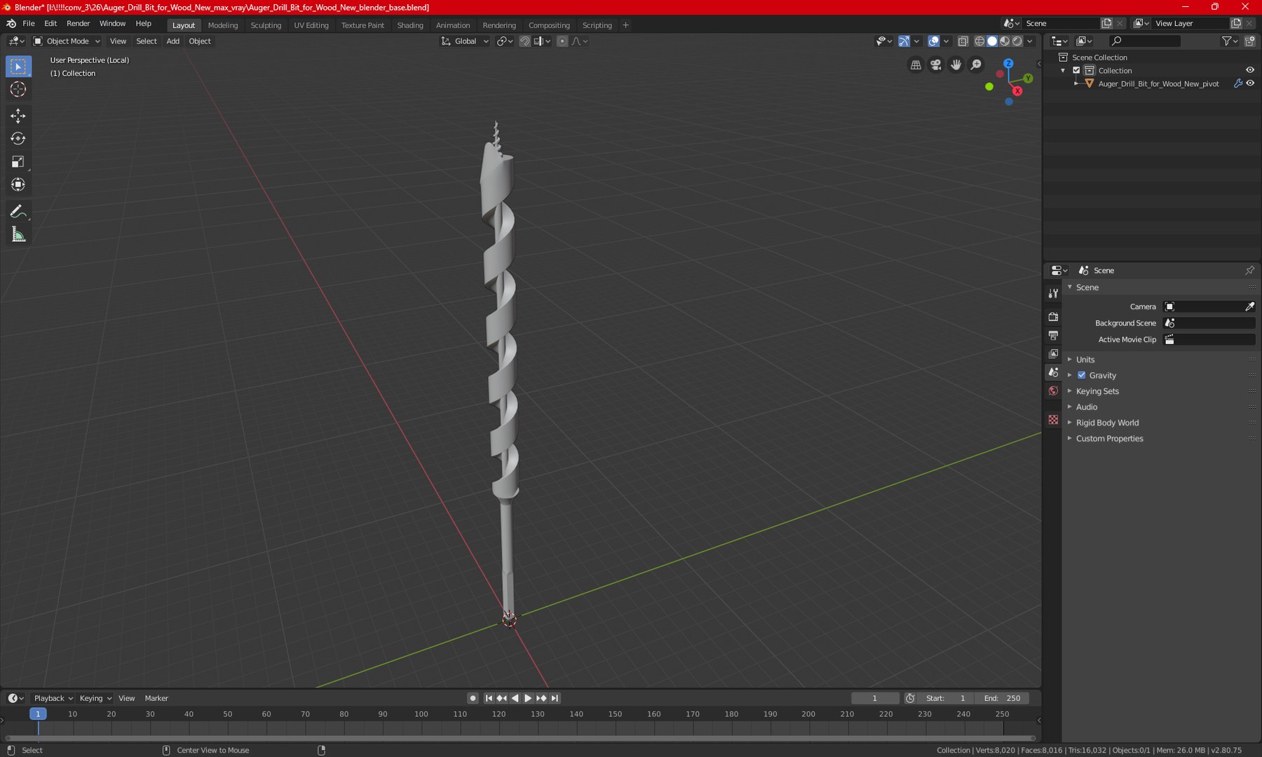 3D Auger Wood Drill Bit Old - TurboSquid 2104657