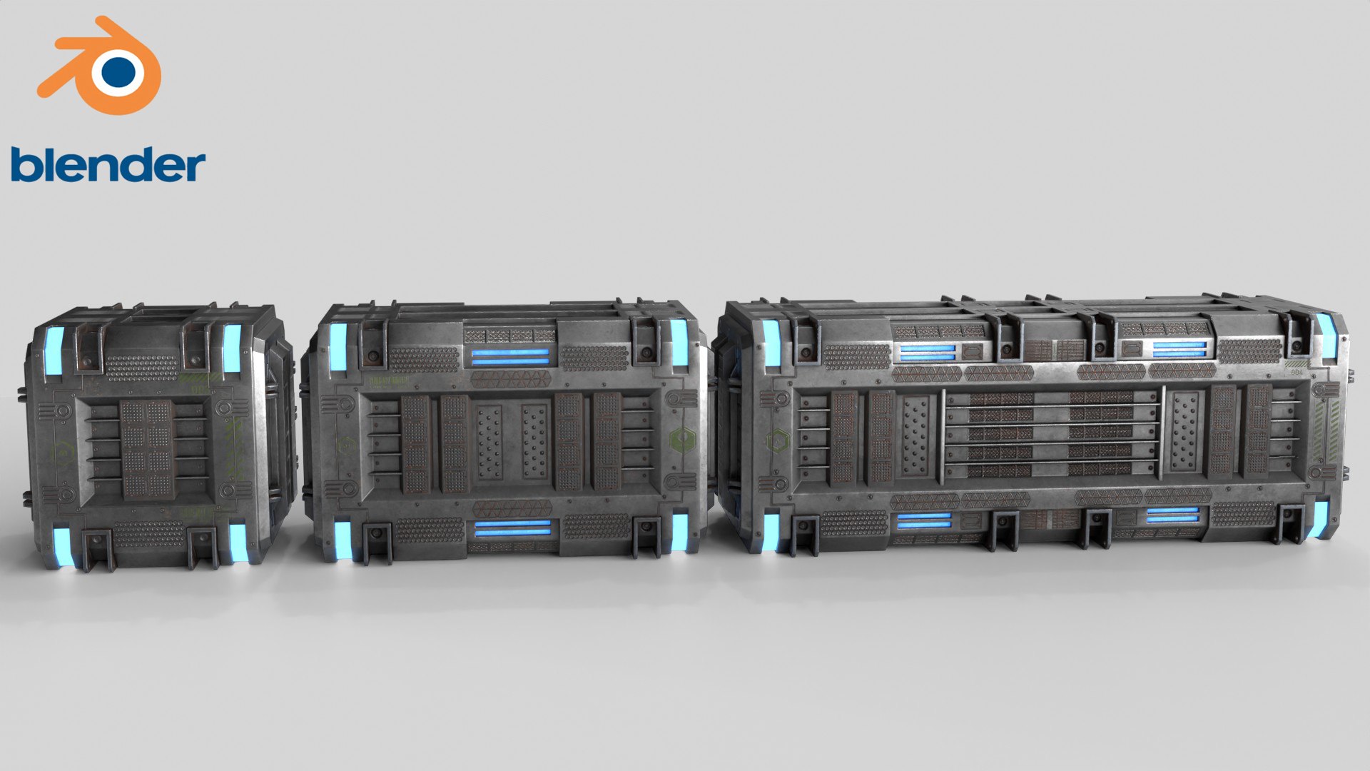 Sci-fi Container Set Of 3 V4 3D Model - TurboSquid 2115279