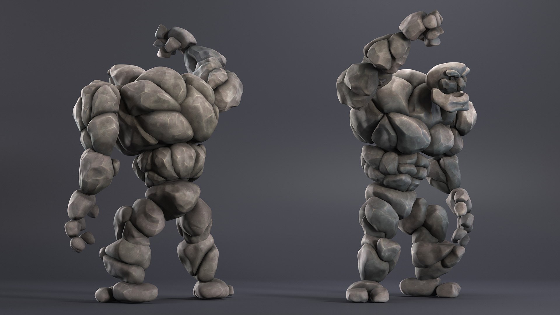 Character Stone Golem Cartoon Gray Rigged for Maya 3D - TurboSquid 1971237