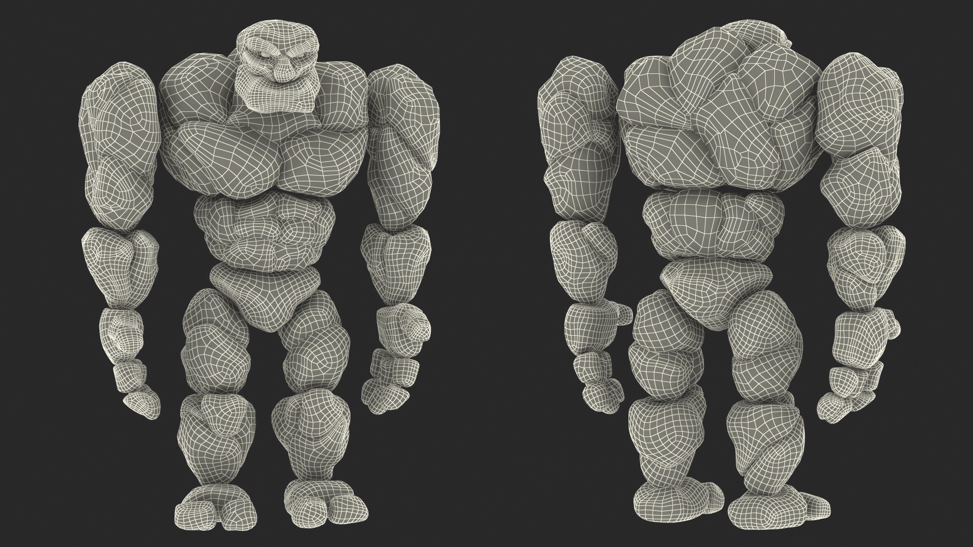 Character Stone Golem Cartoon Gray Rigged for Maya 3D - TurboSquid 1971237
