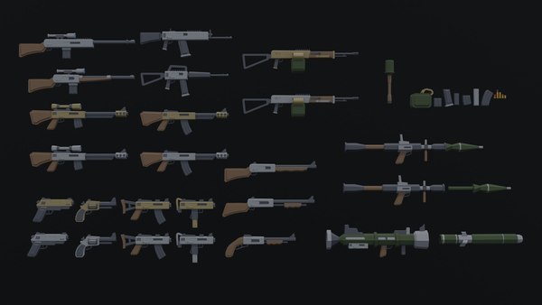 Low-poly cartoon militray weapon asset 3D model - TurboSquid 1751026
