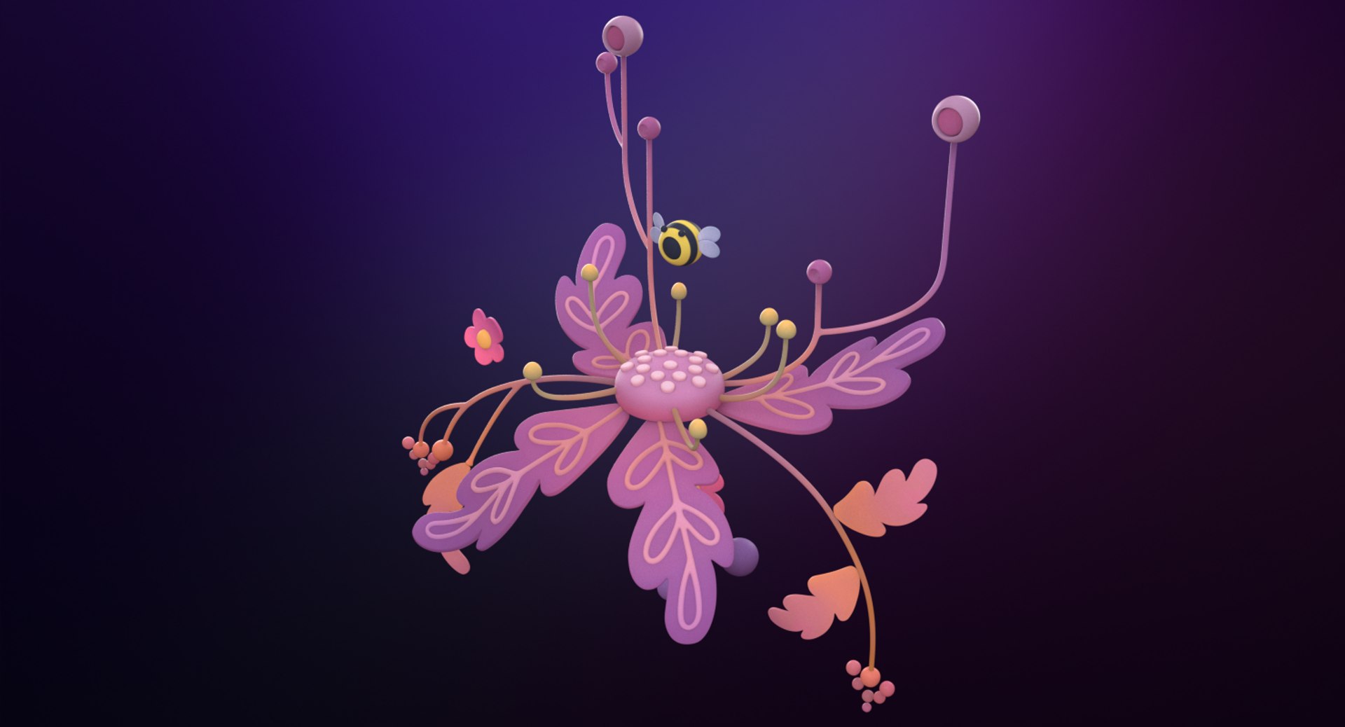 3D Magic Cartoon Flower - TurboSquid 1242416