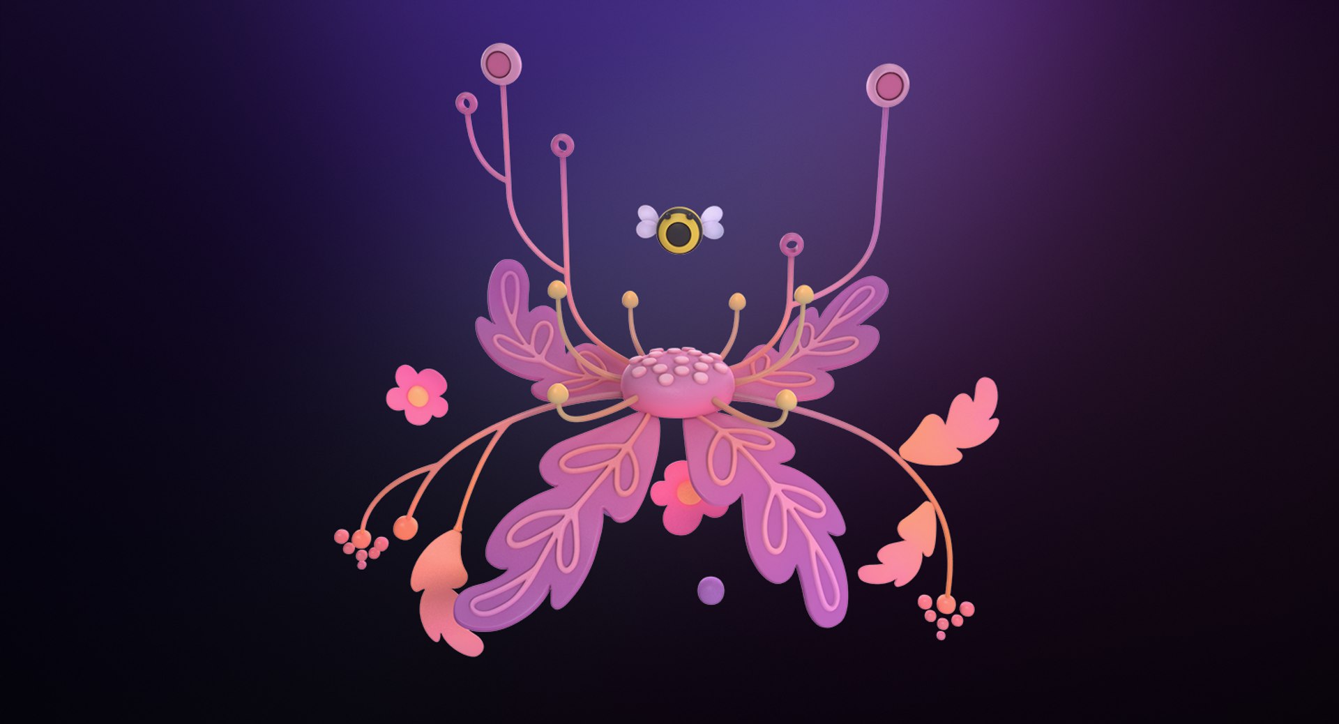 3D Magic Cartoon Flower - TurboSquid 1242416