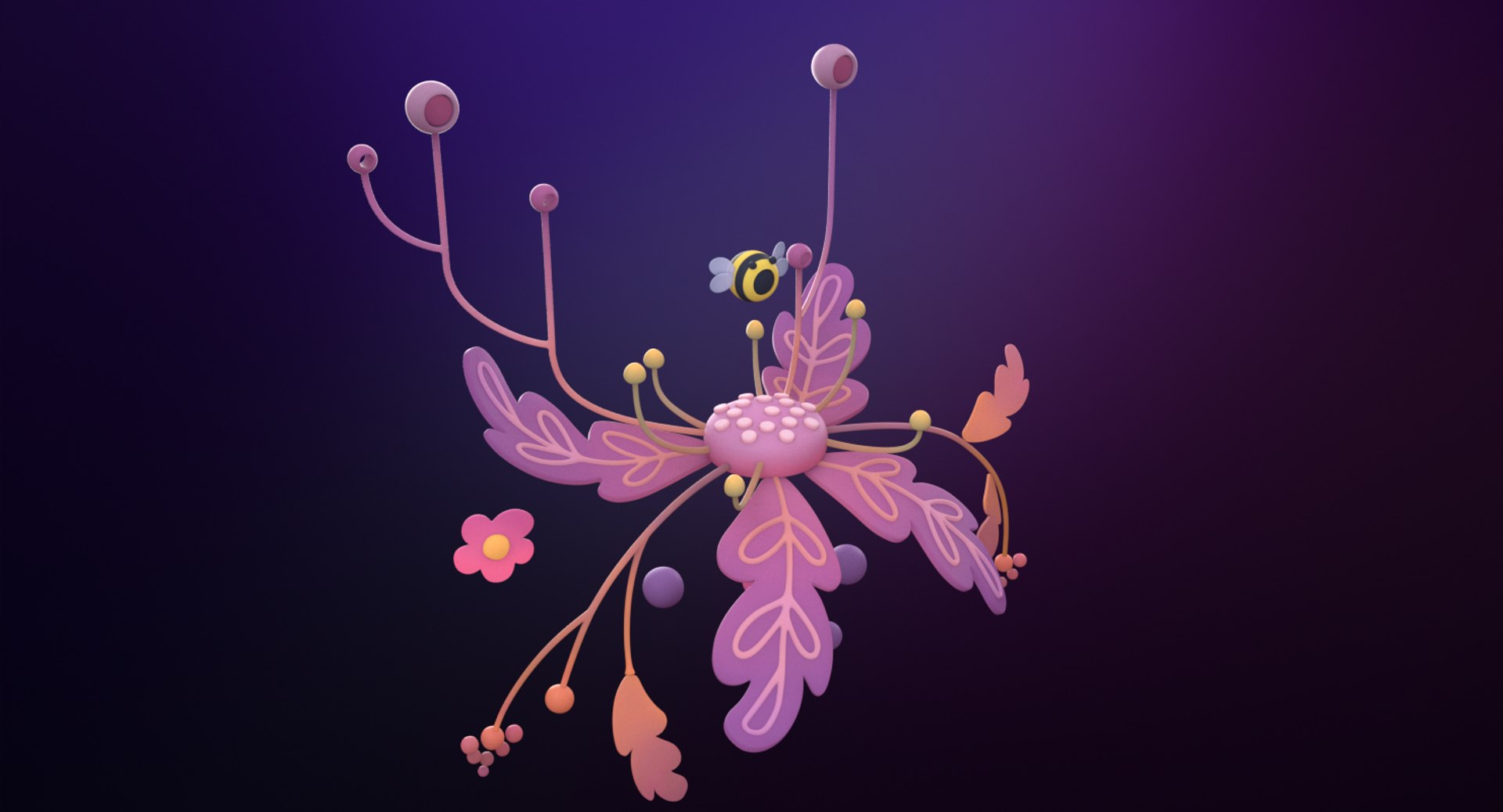 3D Magic Cartoon Flower - TurboSquid 1242416
