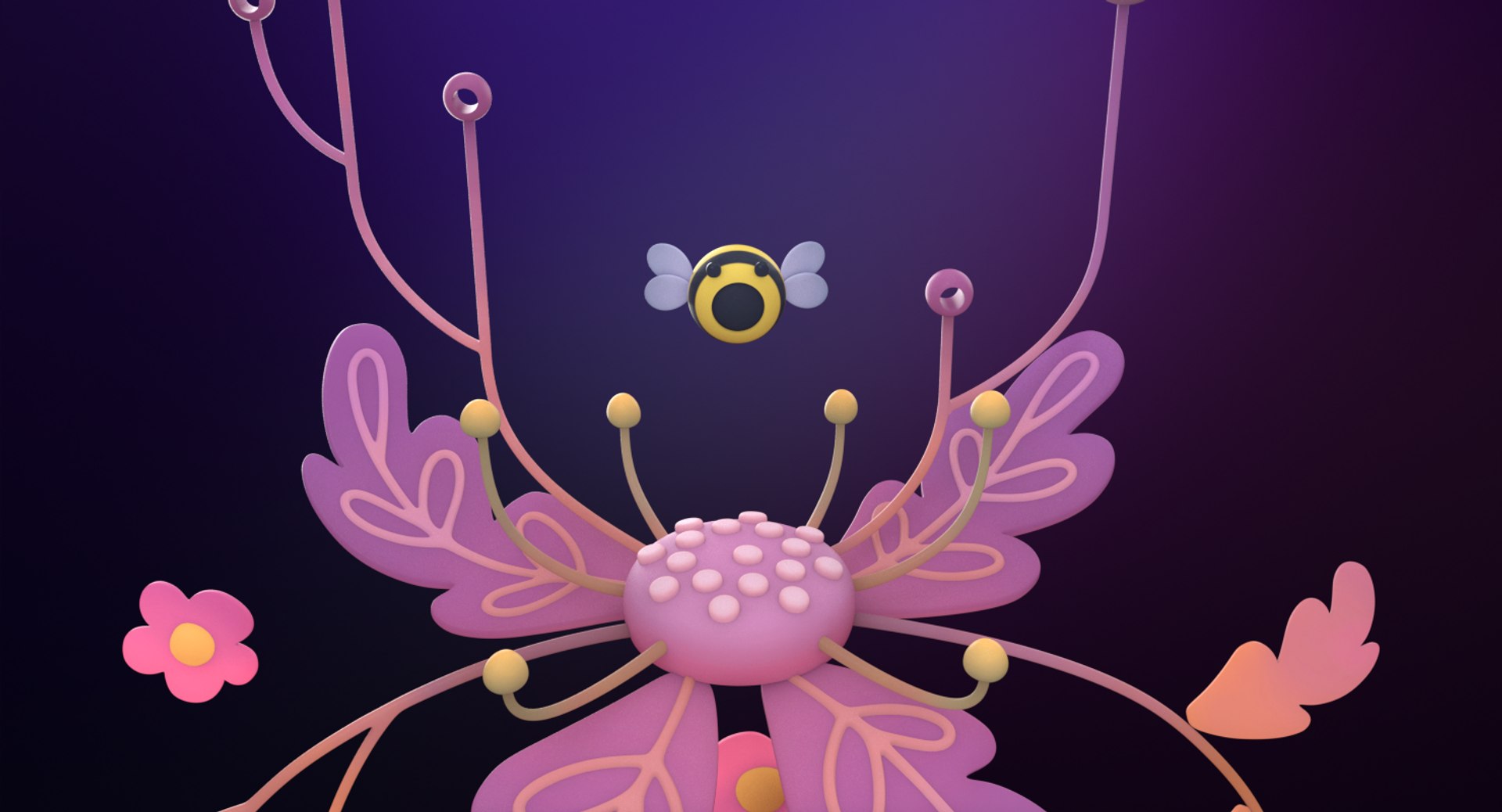 3D Magic Cartoon Flower - TurboSquid 1242416