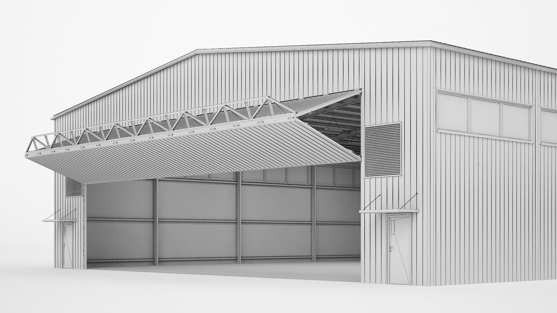 Airport Hangar Open 3D Model - TurboSquid 1443931