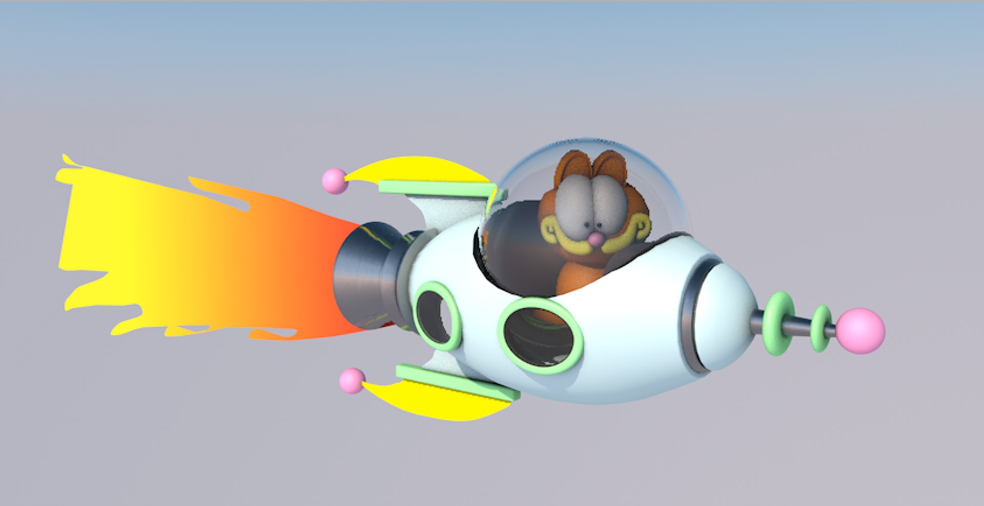 Spaceship Garfield Cartoon 3d X