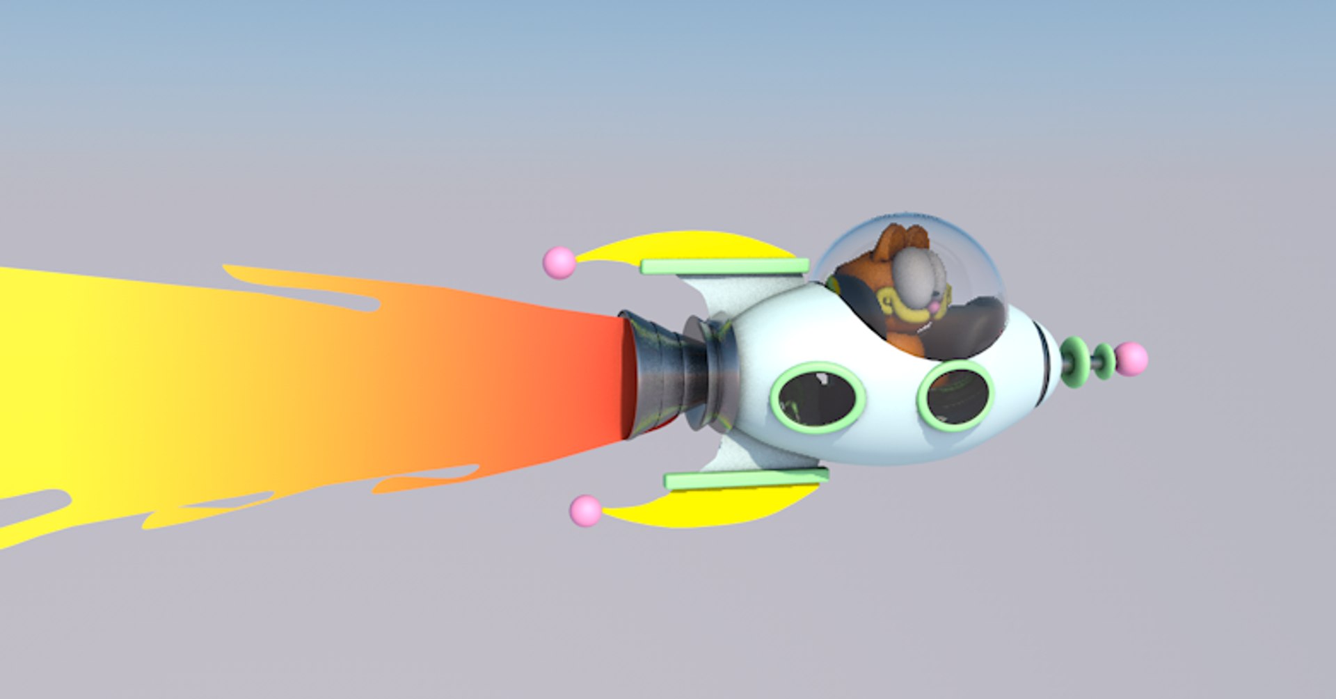 Spaceship Garfield Cartoon 3d X