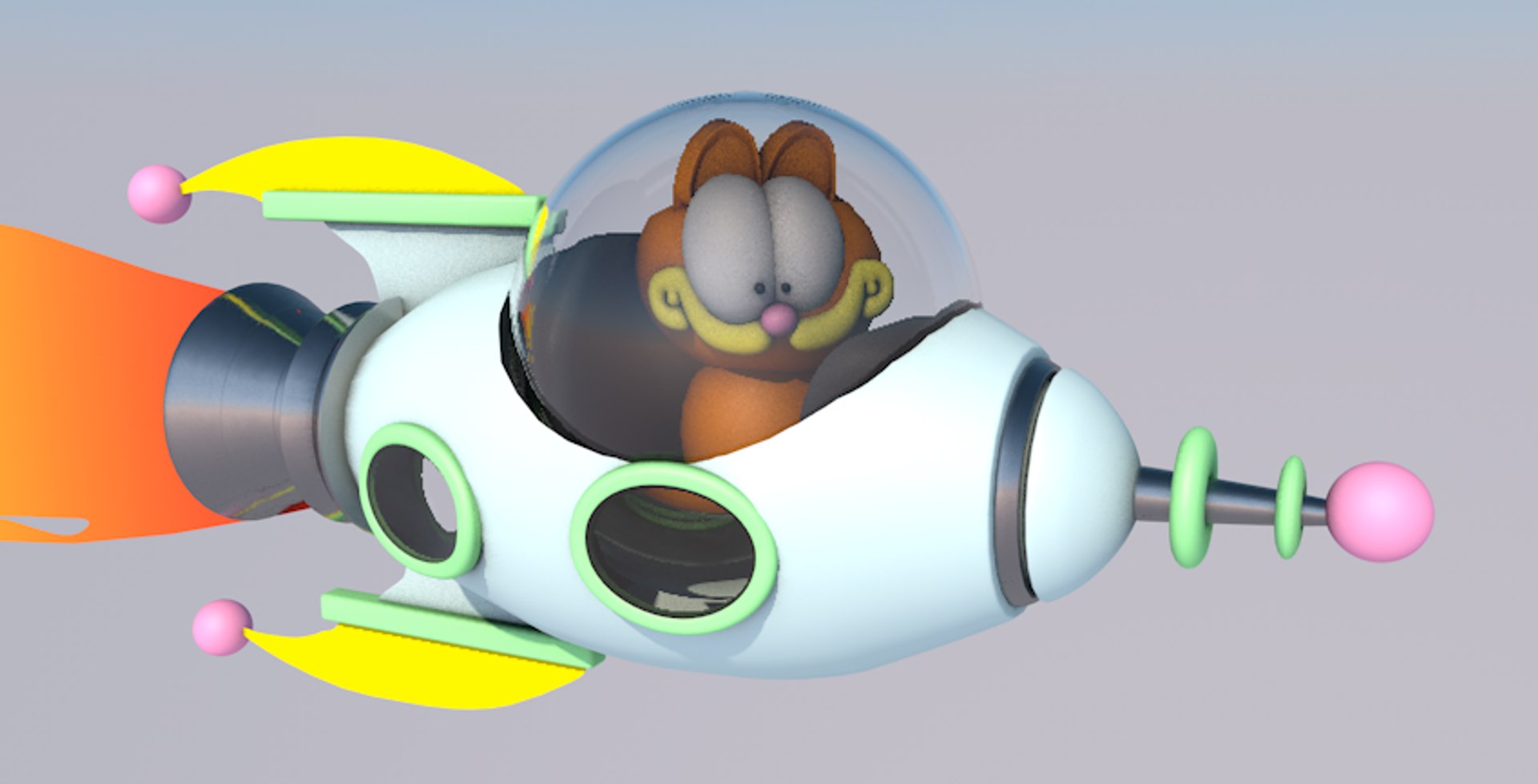 Spaceship Garfield Cartoon 3d X
