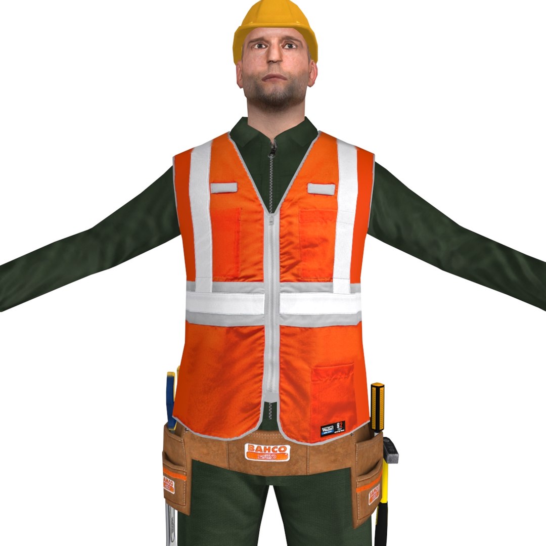 3d Rigged Worker Man Model