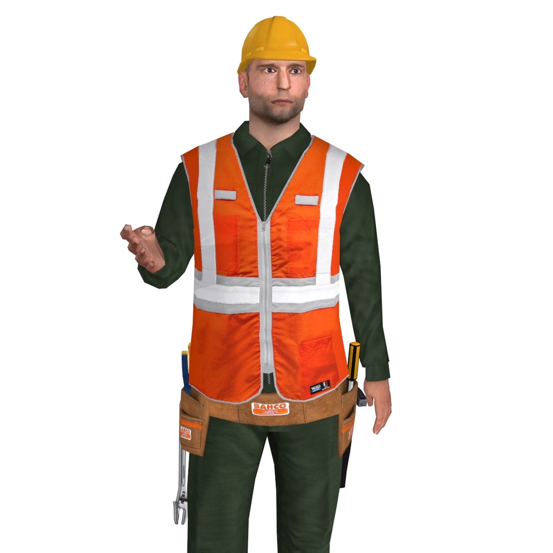 3d Rigged Worker Man Model