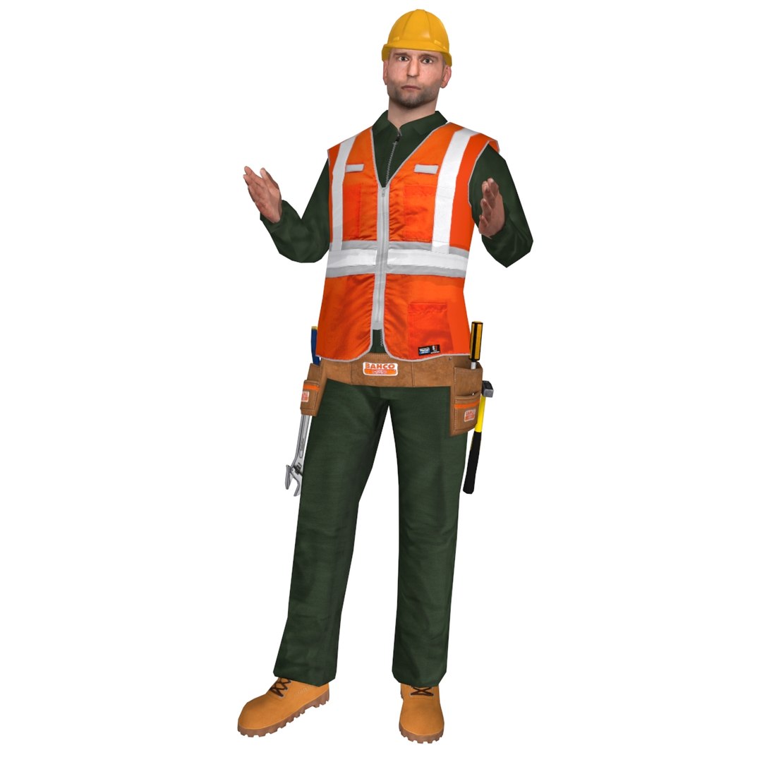 3d Rigged Worker Man Model