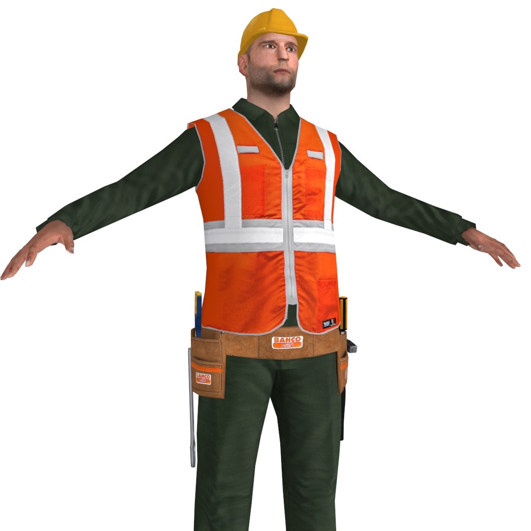 3d Rigged Worker Man Model