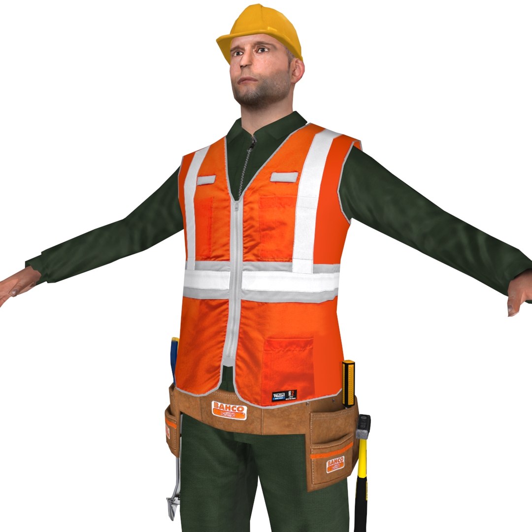 3d Rigged Worker Man Model