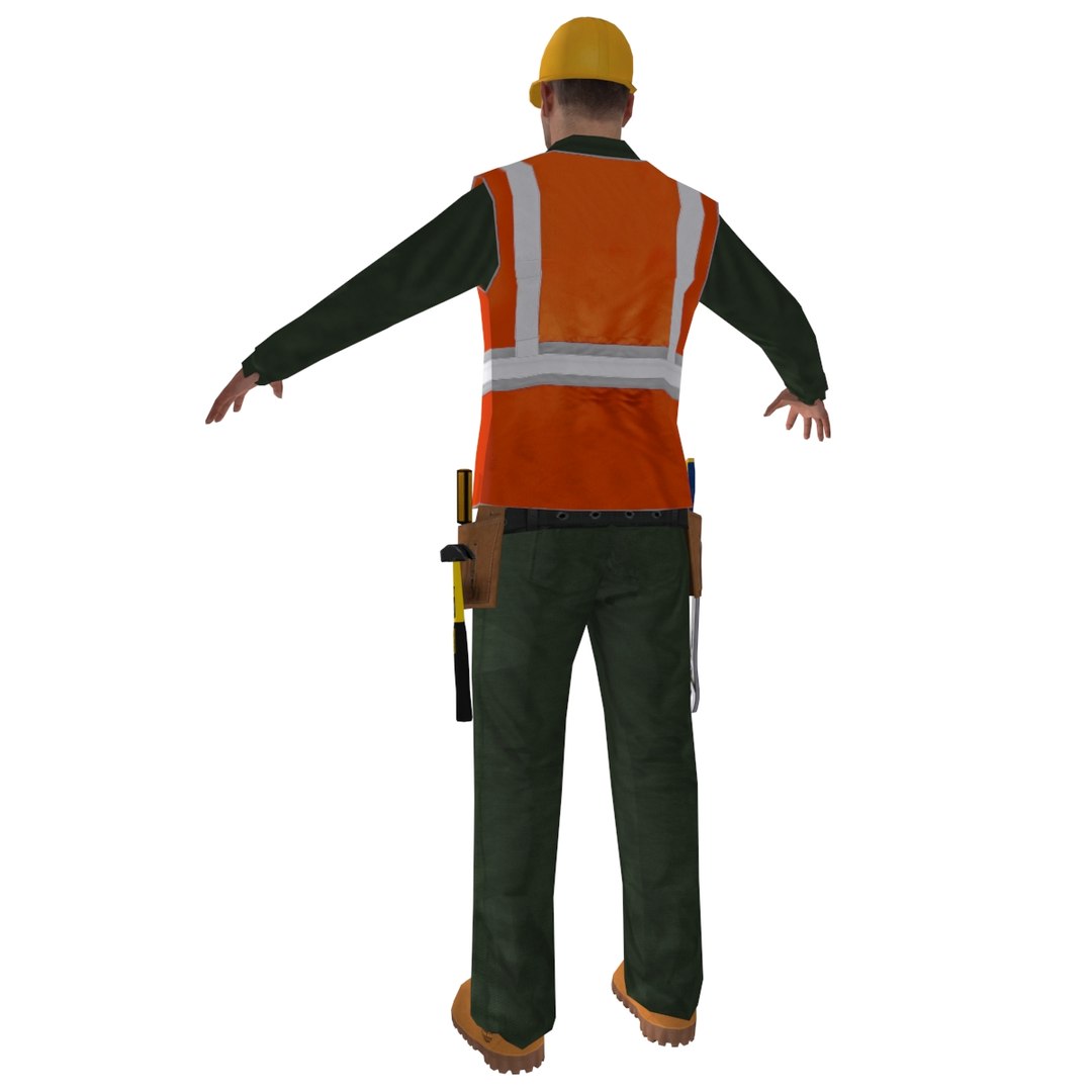 3d Rigged Worker Man Model