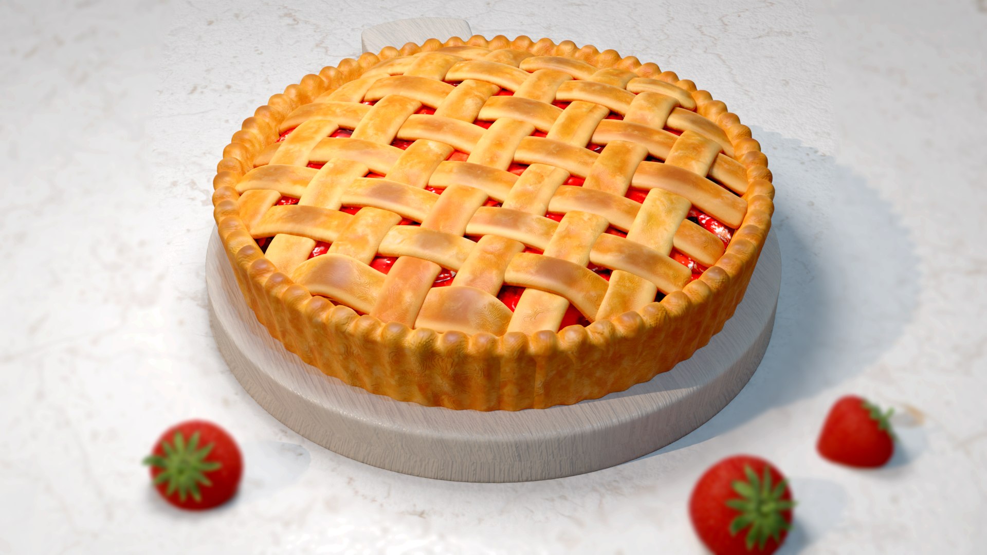 3D 3D Model Strawberry Pie - TurboSquid 2277688