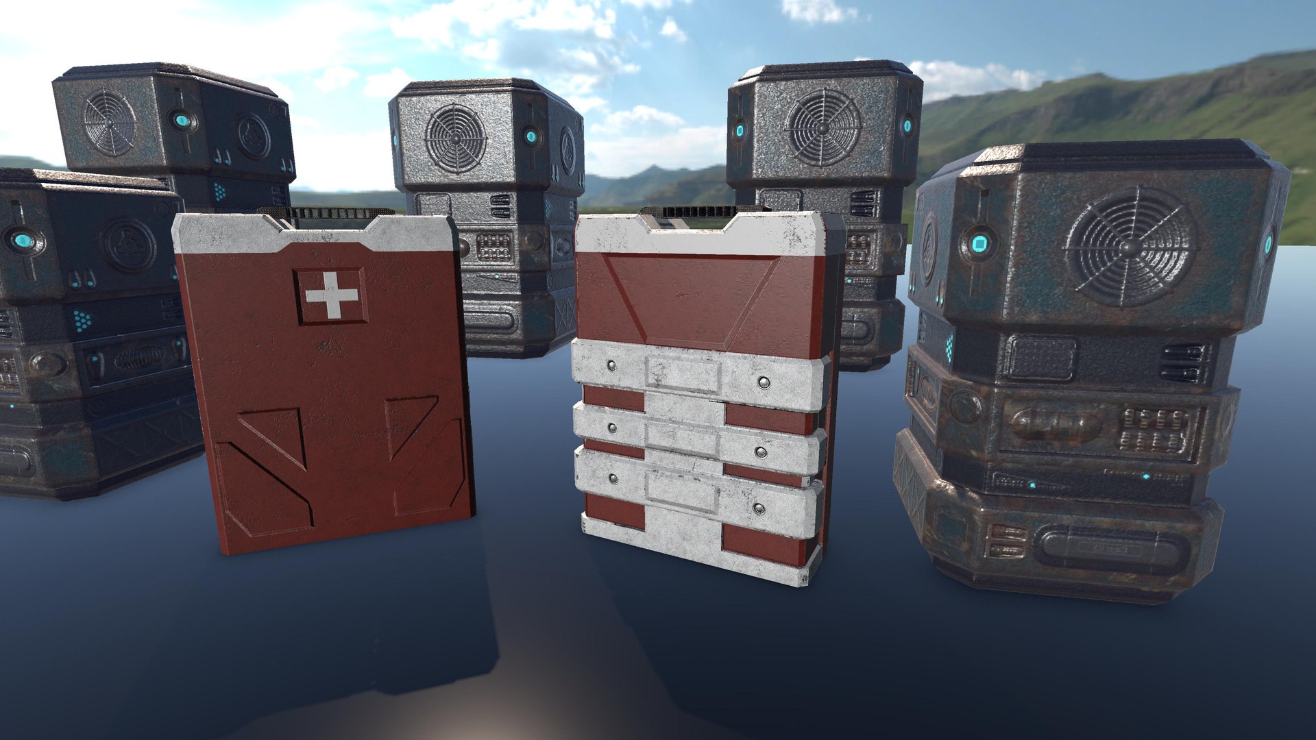 Sci-Fi Robots And Props 3D Asset Pack FBX Unity Blender 3D Model ...