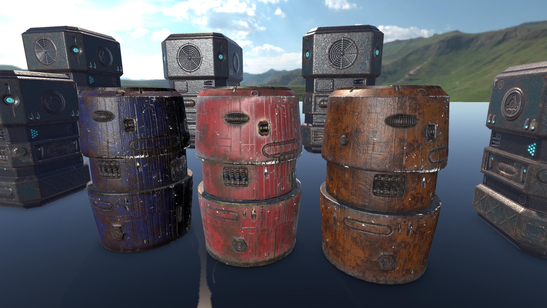 Sci-Fi Robots And Props 3D Asset Pack FBX Unity Blender 3D Model ...