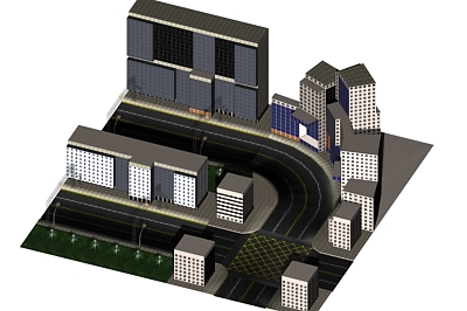 City Building Pack Road 3d Model