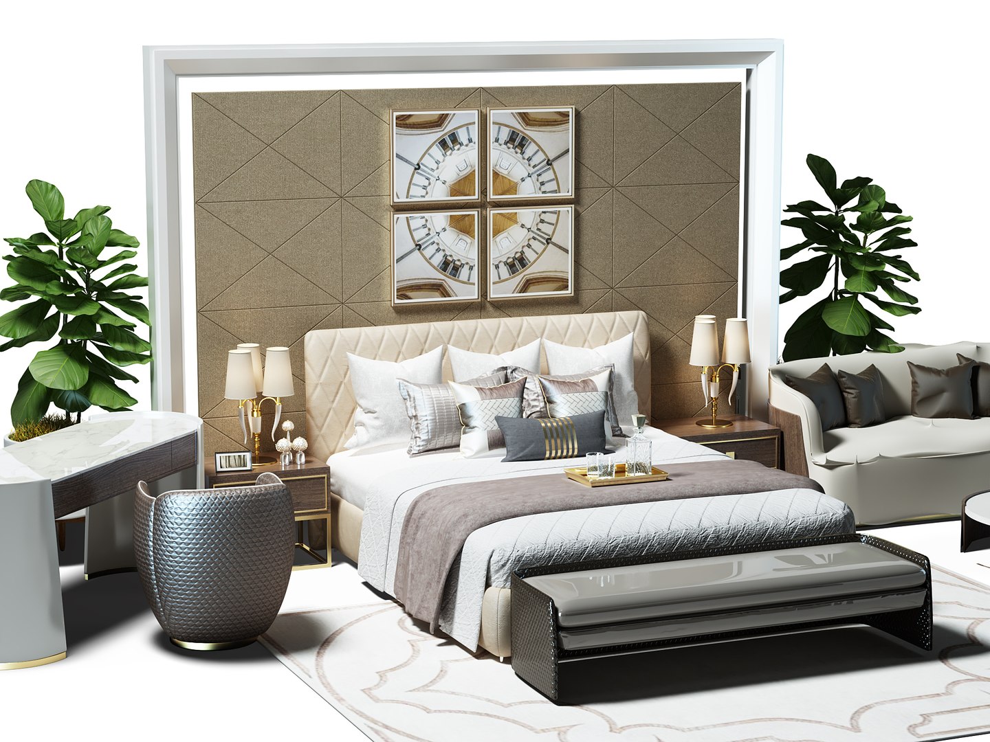 3D Modern double bed model - TurboSquid 2067149