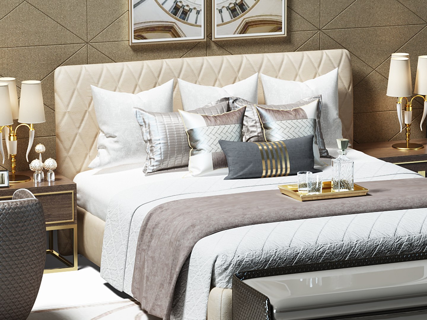3D Modern double bed model - TurboSquid 2067149
