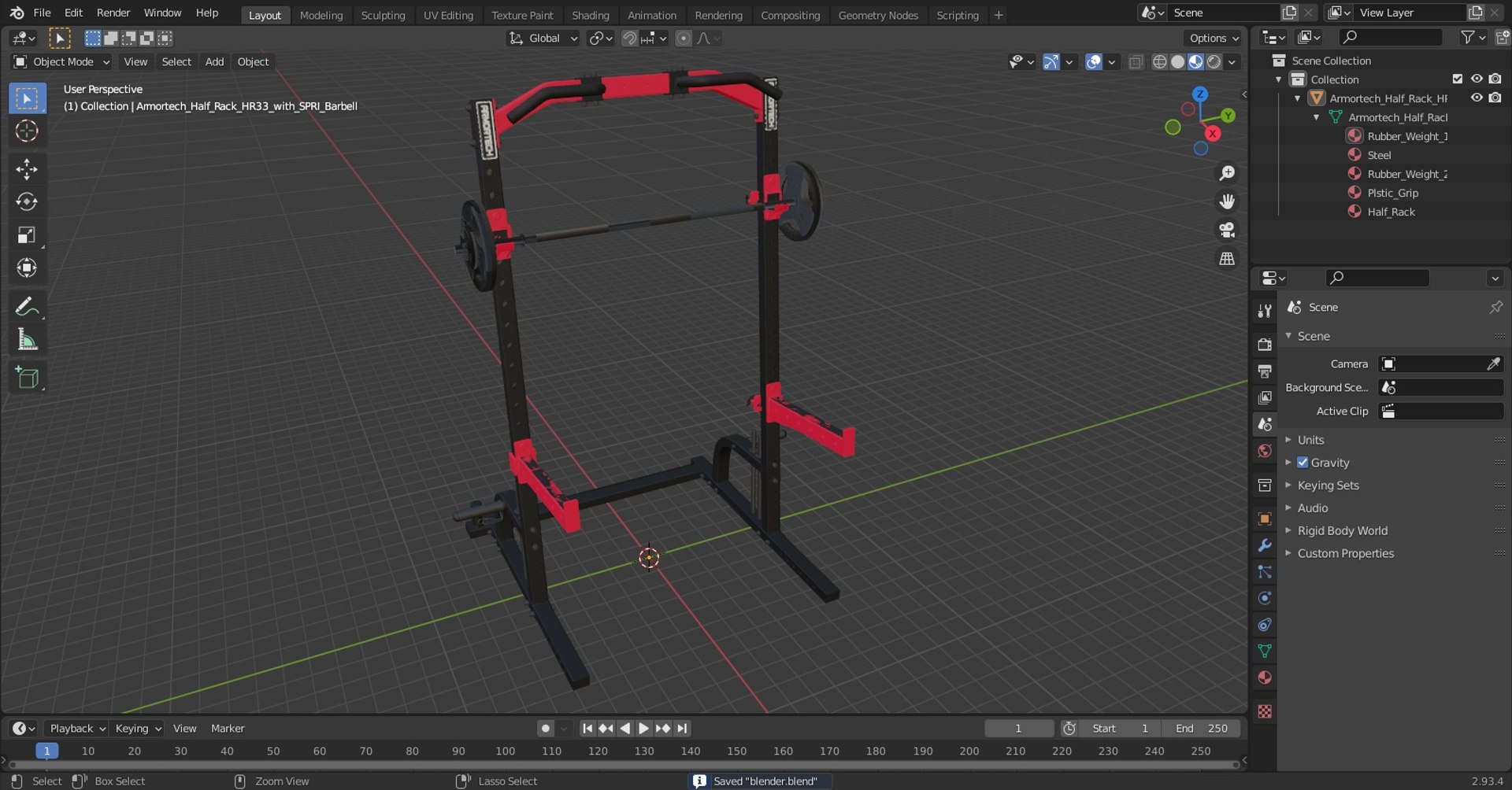 3D Armortech Half Rack HR33 with SPRI Barbell model - TurboSquid 1845139