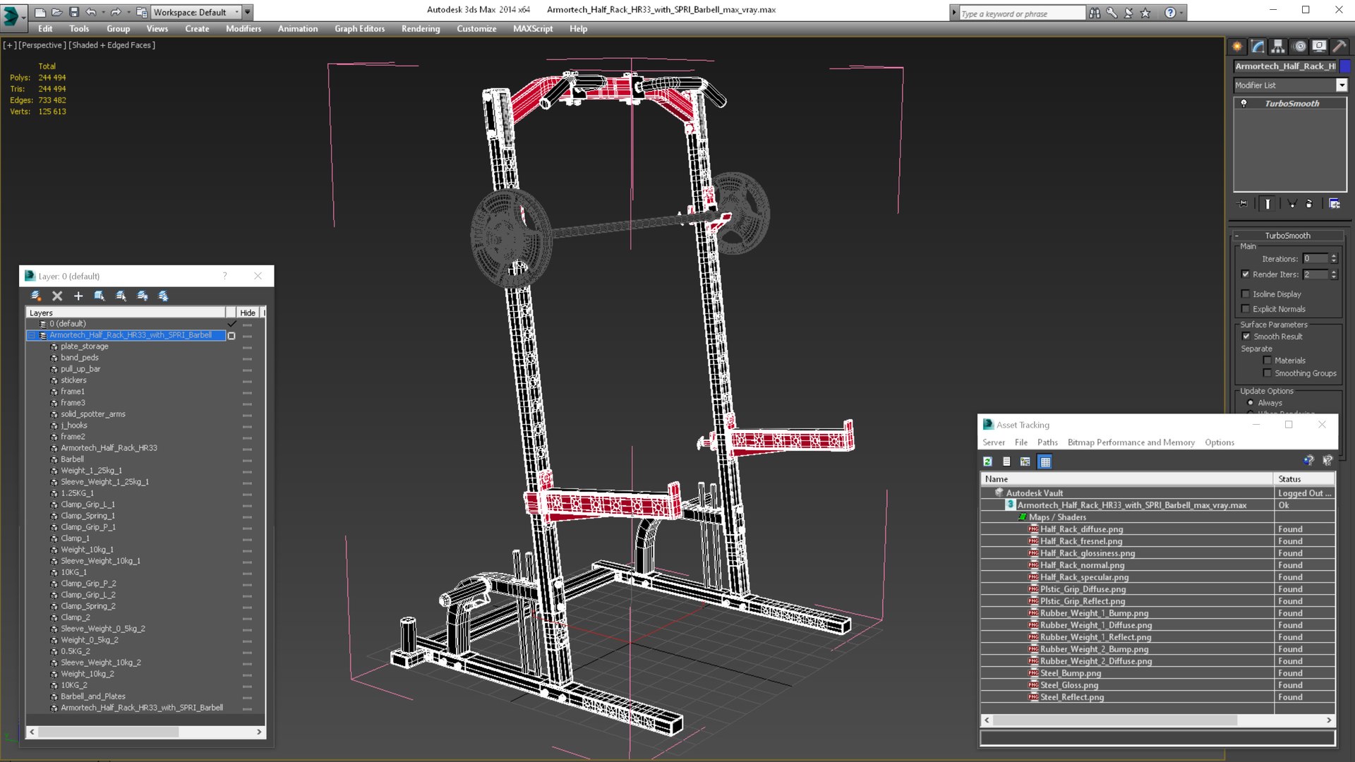 3D Armortech Half Rack HR33 with SPRI Barbell model - TurboSquid 1845139