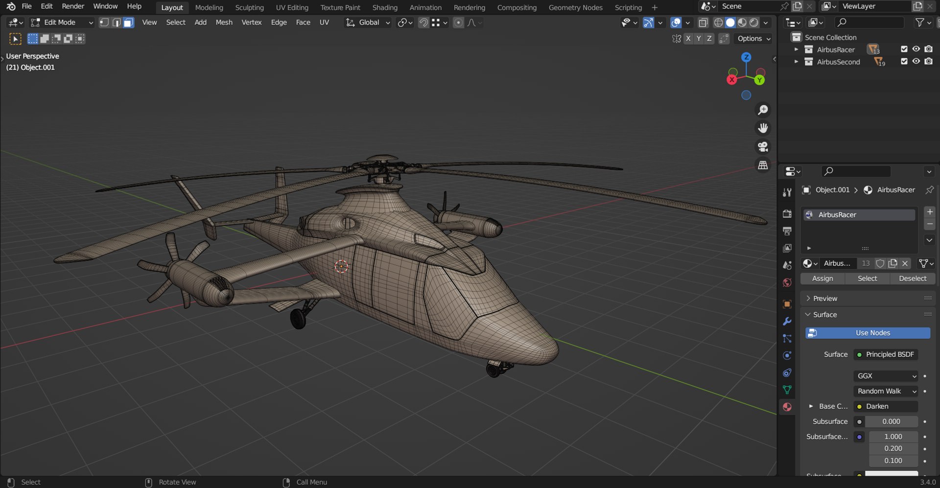 3D Airbus Helicopter Racer 3D Model - TurboSquid 2363380