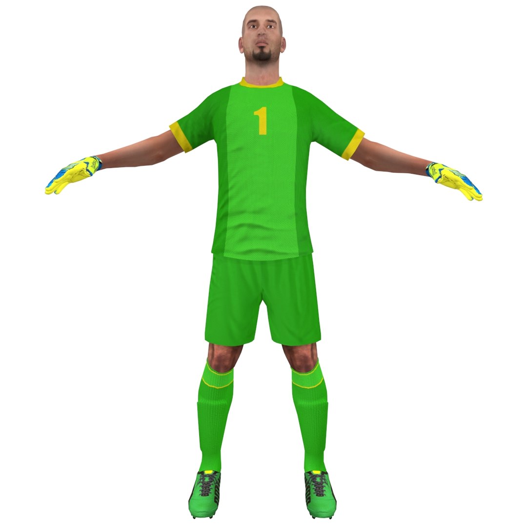 rigged soccer goalkeeper 3d model