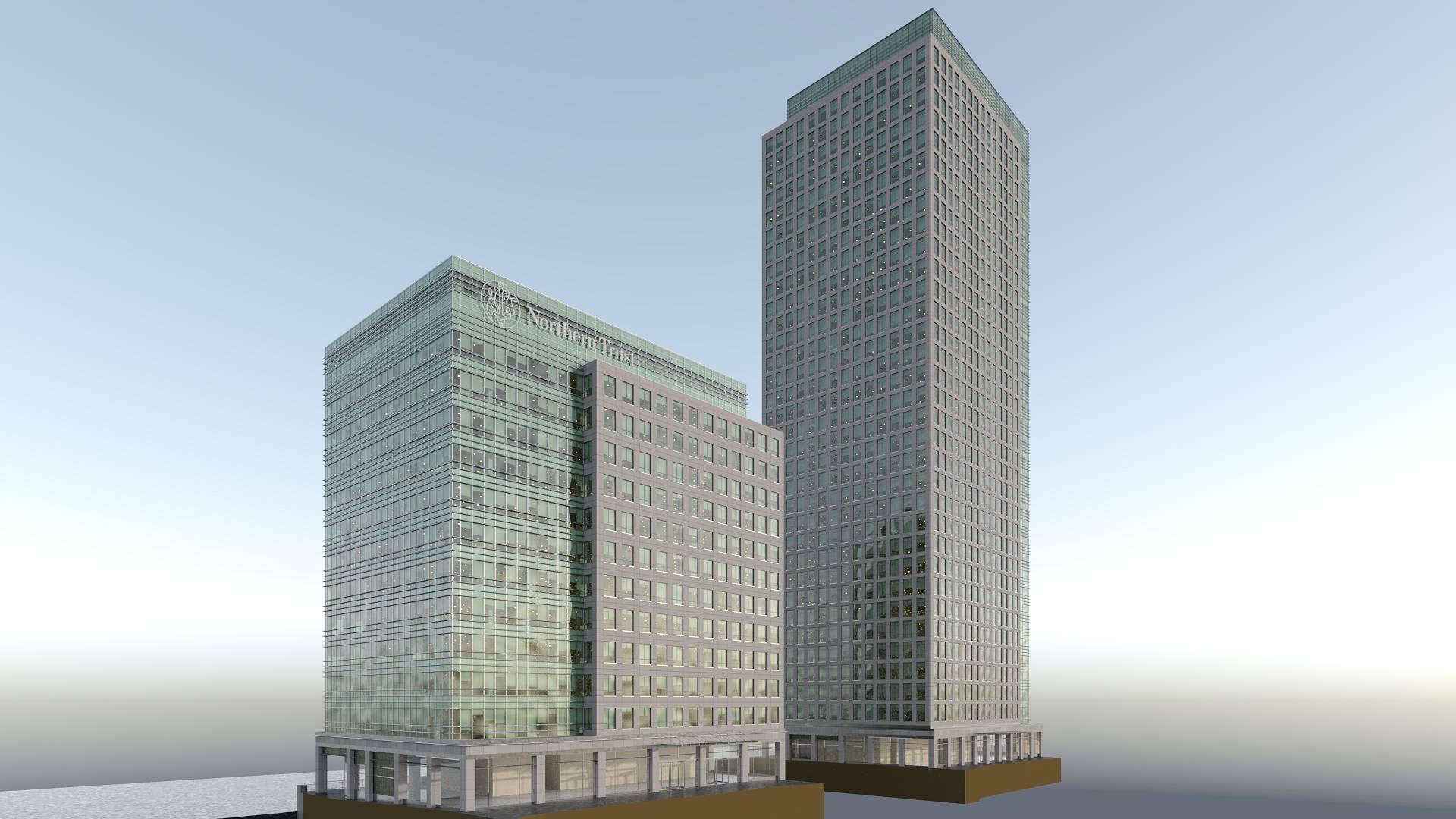 40 And 60 Bank Street Buildings Canary Wharf 3D - TurboSquid 1954653