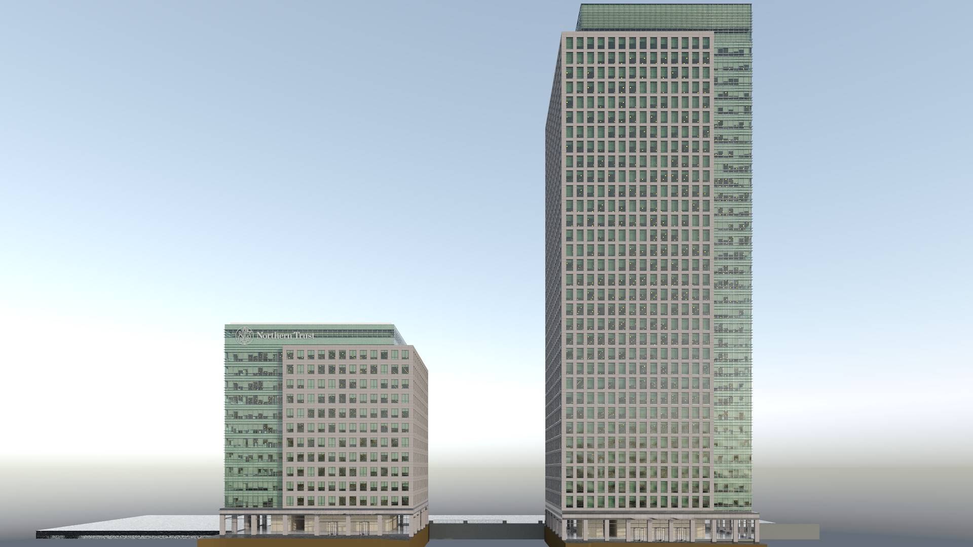 40 And 60 Bank Street Buildings Canary Wharf 3D - TurboSquid 1954653