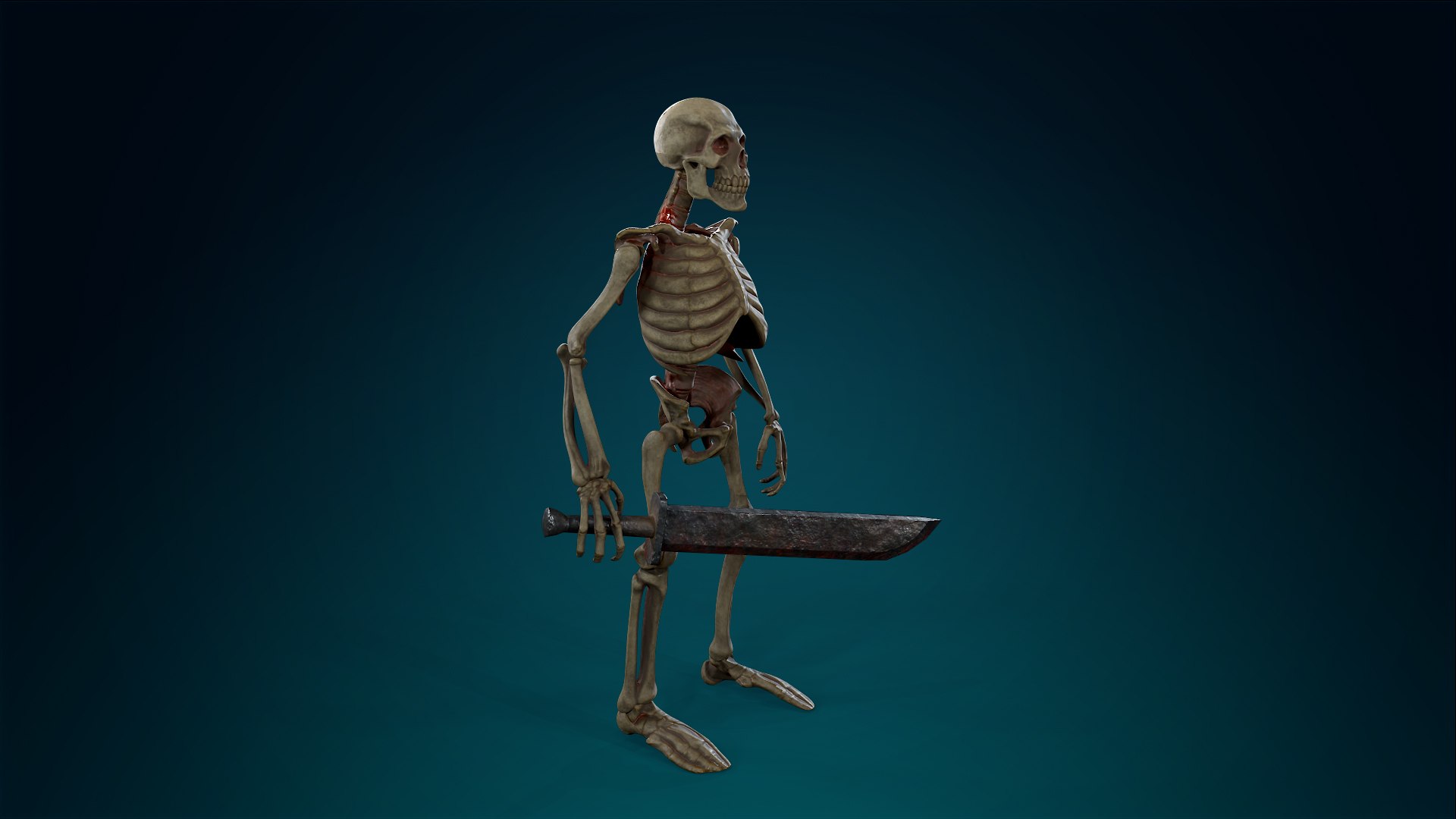 3D Skeleton Undead Warrior Default - Rigged Animated Lowpoly 3D Model ...