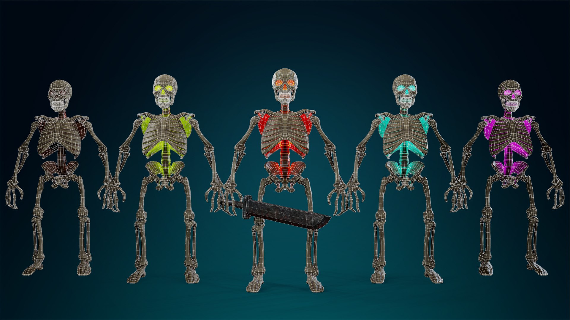 3D Skeleton Undead Warrior Default - Rigged Animated Lowpoly 3D Model ...