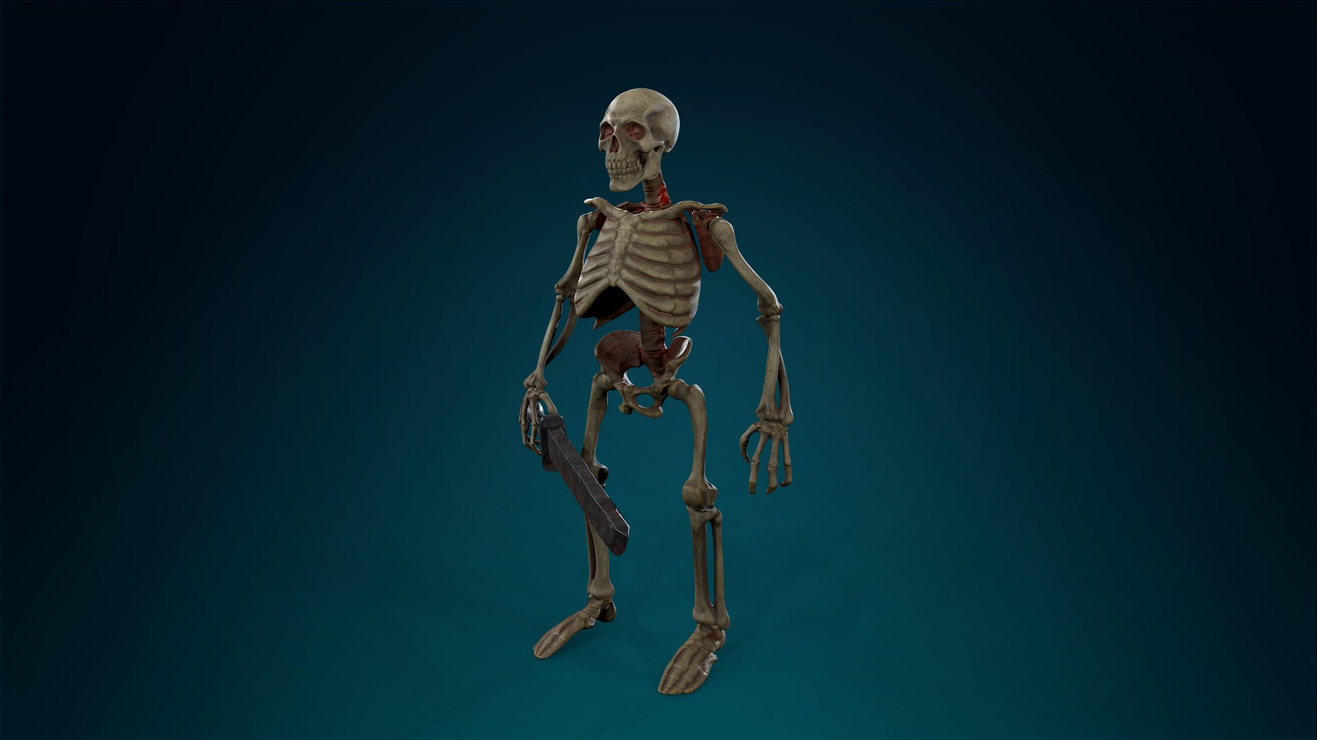 3D Skeleton Undead Warrior Default - Rigged Animated Lowpoly 3D Model ...