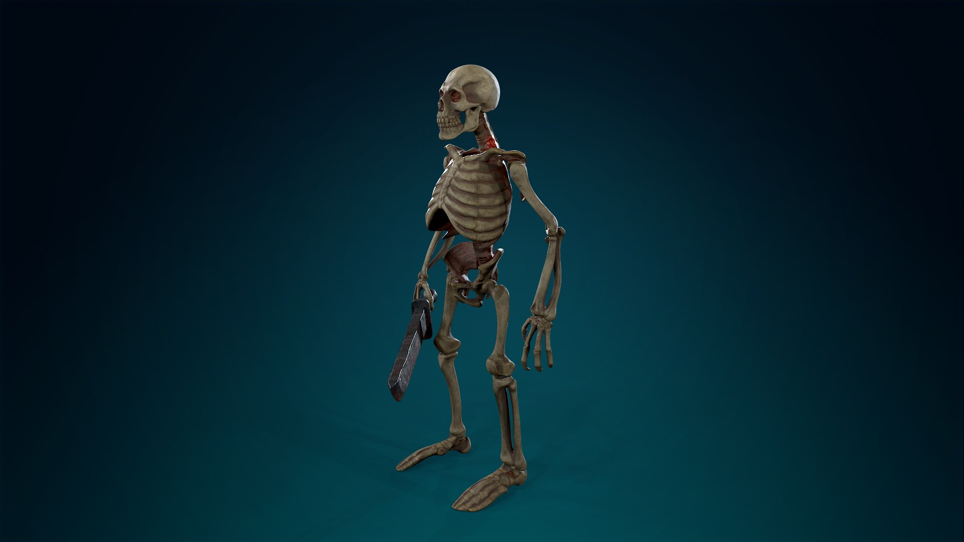 3D Skeleton Undead Warrior Default - Rigged Animated Lowpoly 3D Model ...