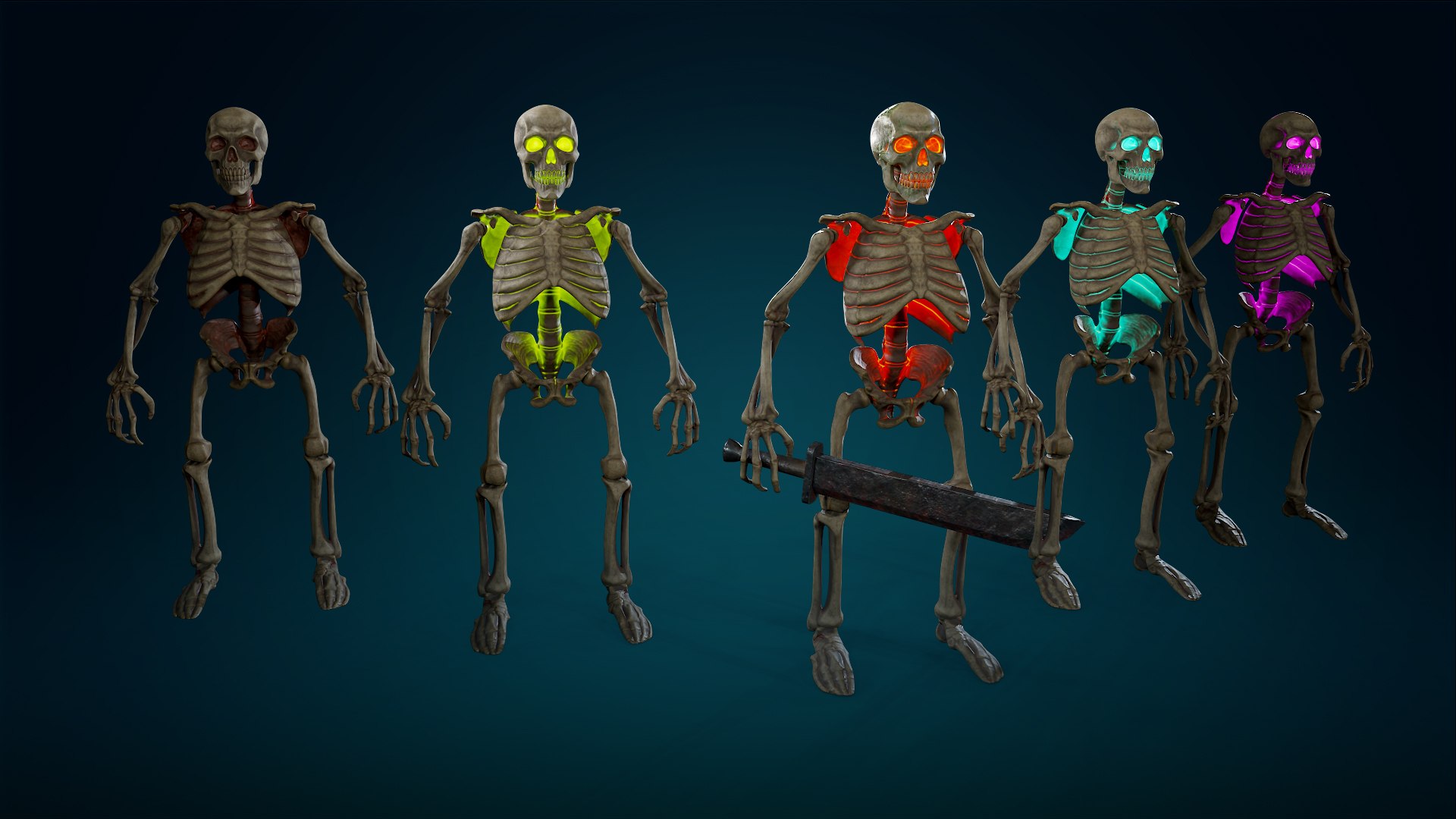 3D Skeleton Undead Warrior Default - Rigged Animated Lowpoly 3D Model ...