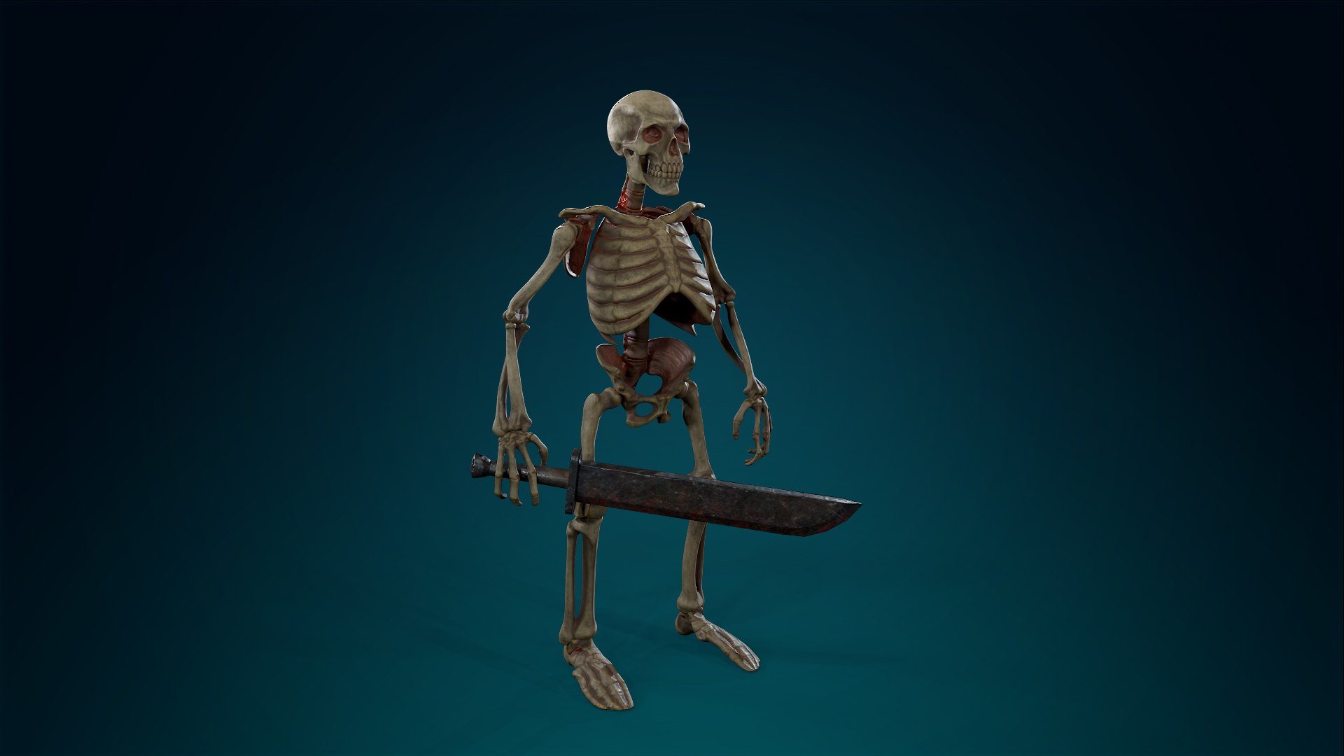 3D Skeleton Undead Warrior Default - Rigged Animated Lowpoly 3D Model ...