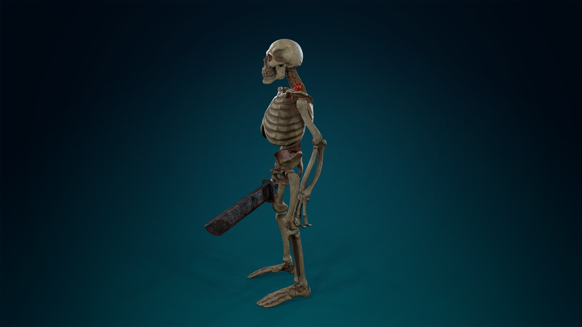 3D Skeleton Undead Warrior Default - Rigged Animated Lowpoly 3D Model ...