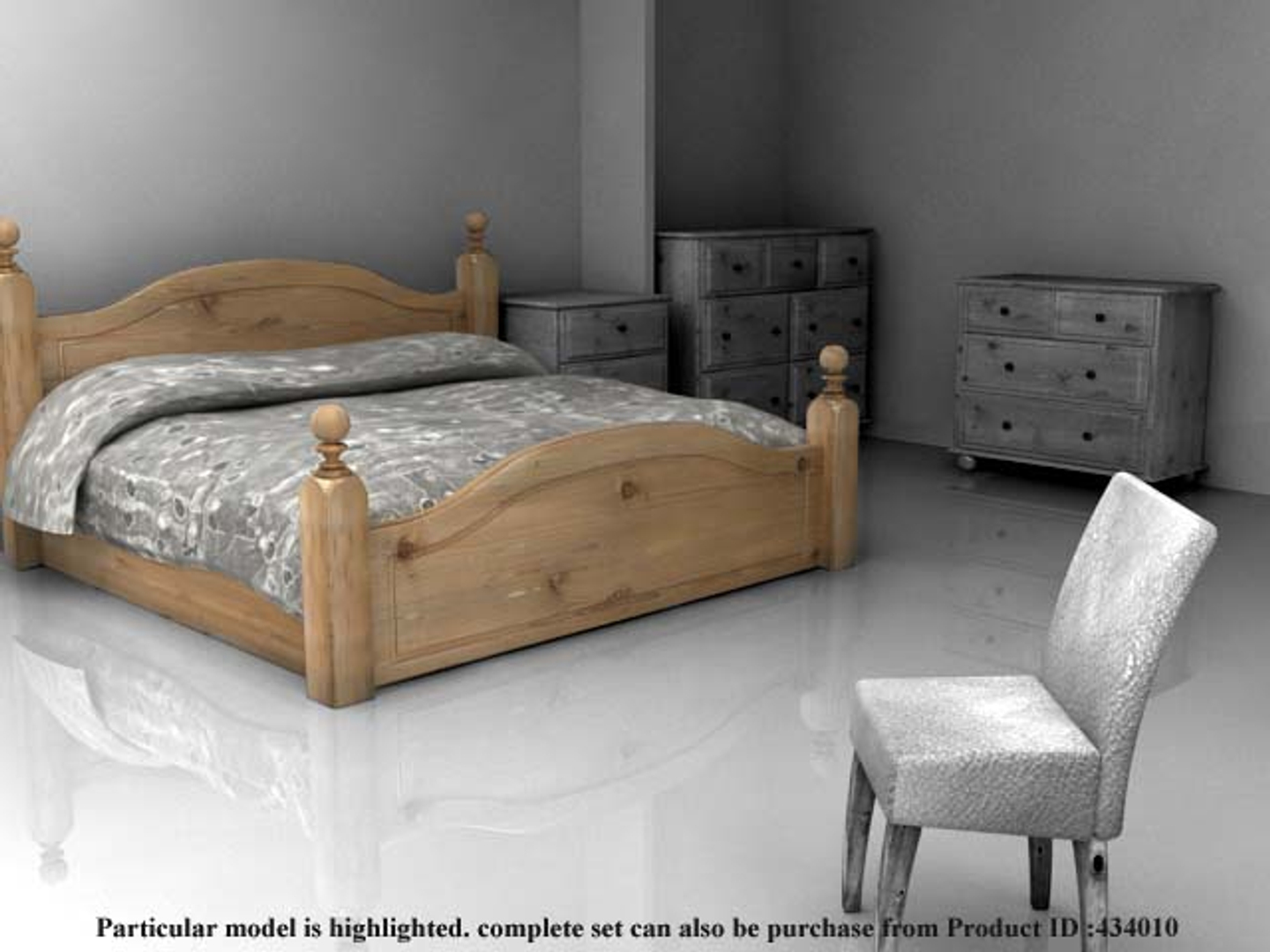 3d model harvest wood bed bedroom furniture