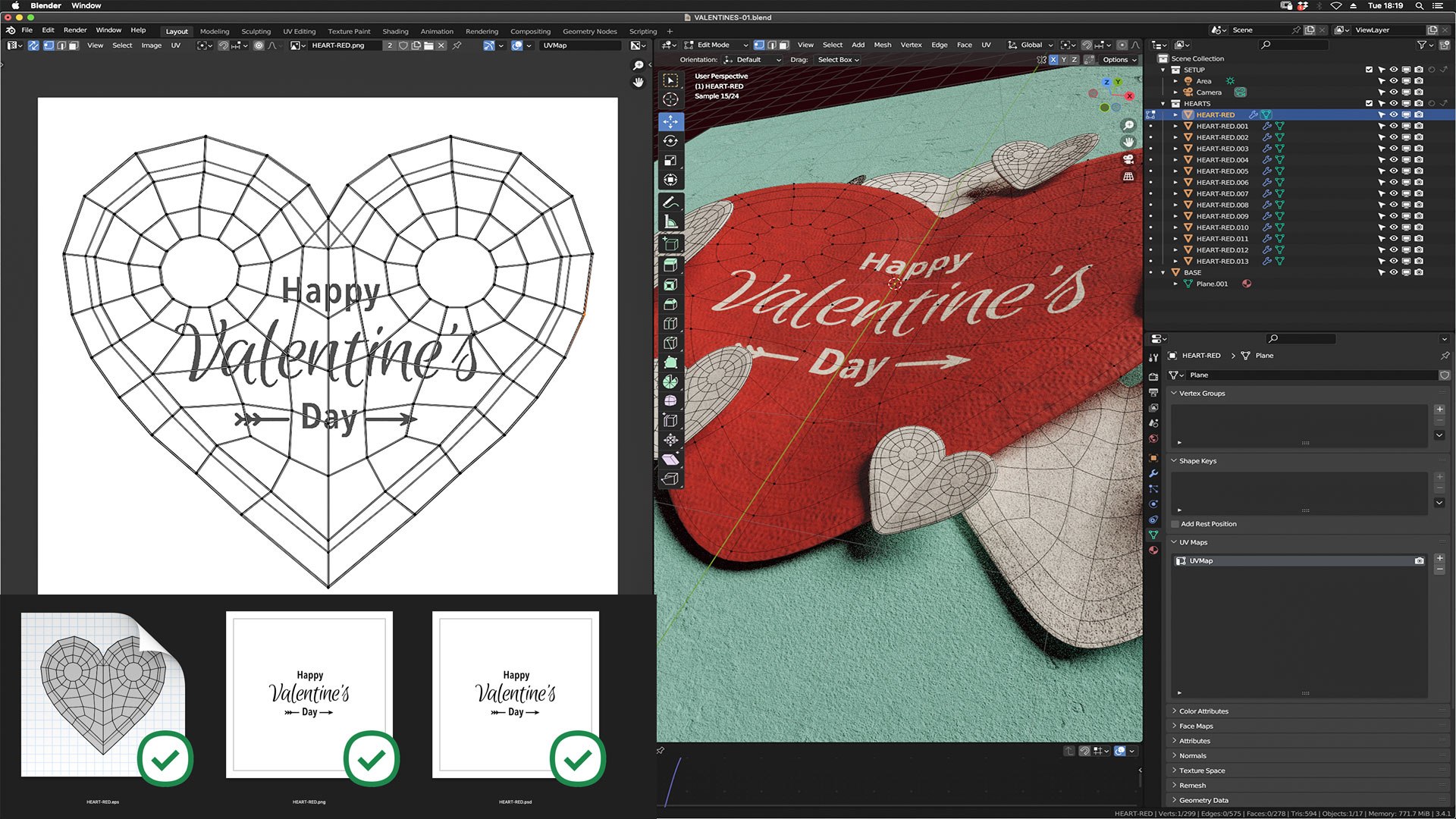 3D Valentines Day 3D Model Decorative Set - TurboSquid 2018431