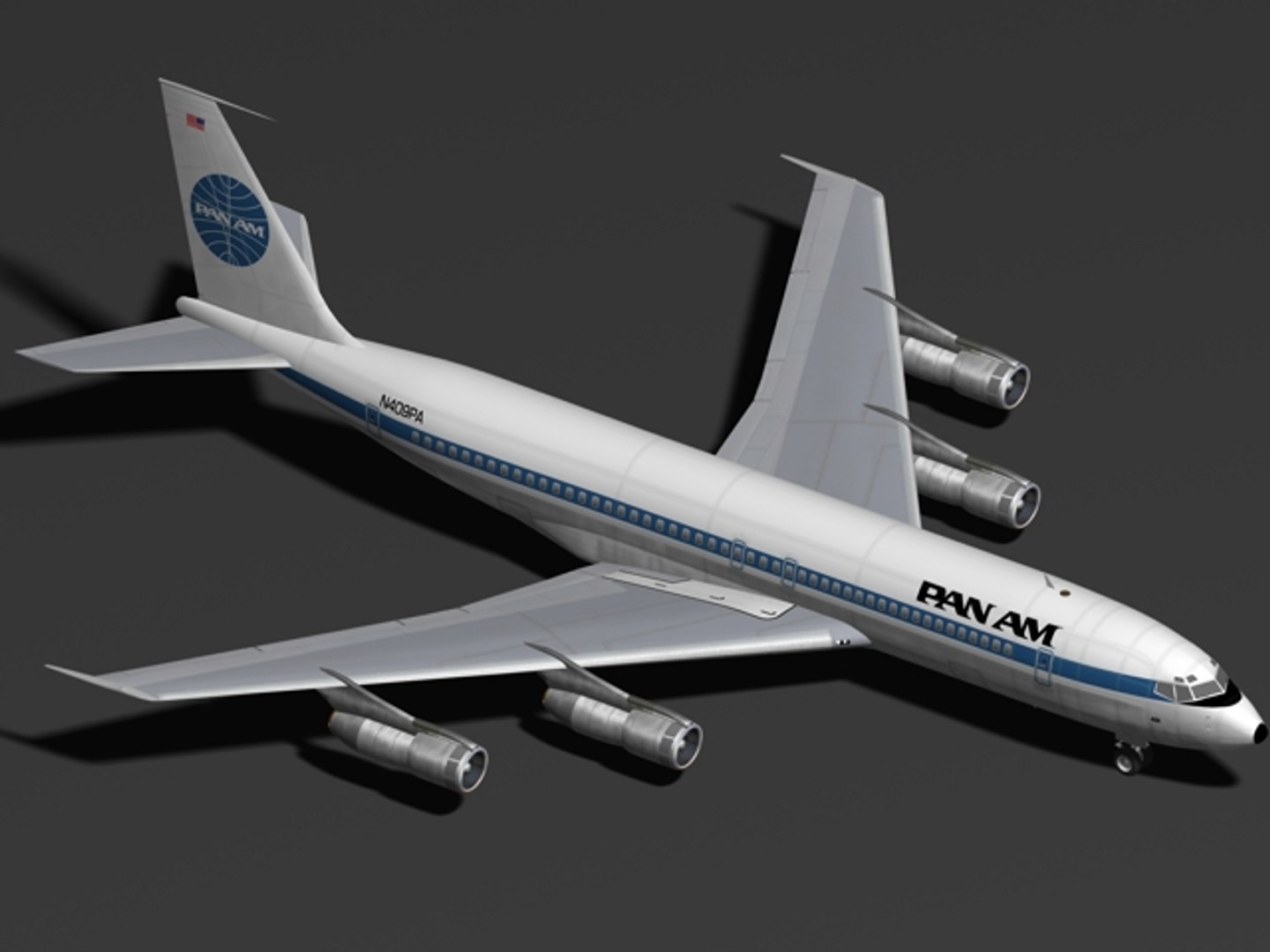 3d Model B 707-300 Pan 707