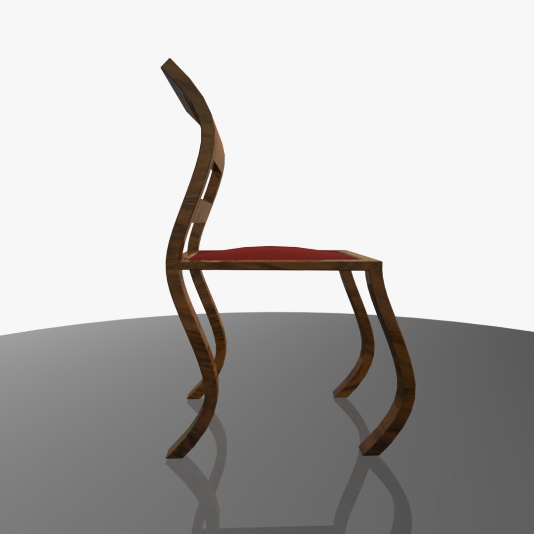 curved chair wood fabric 3d obj