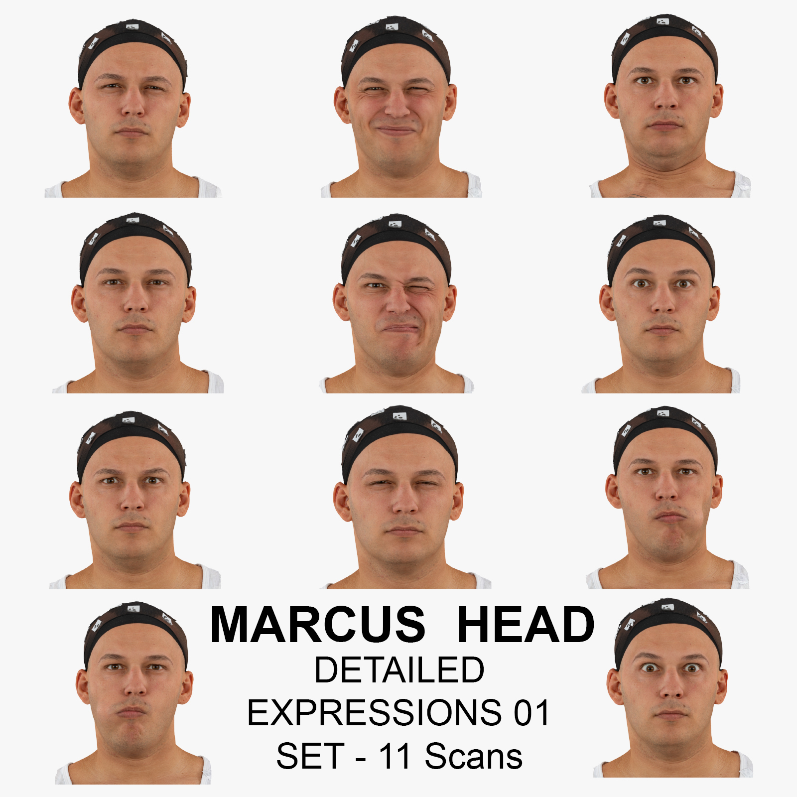 modelo 3d Expresiones detalladas de Marcus Real Head 01 Set 11 ...