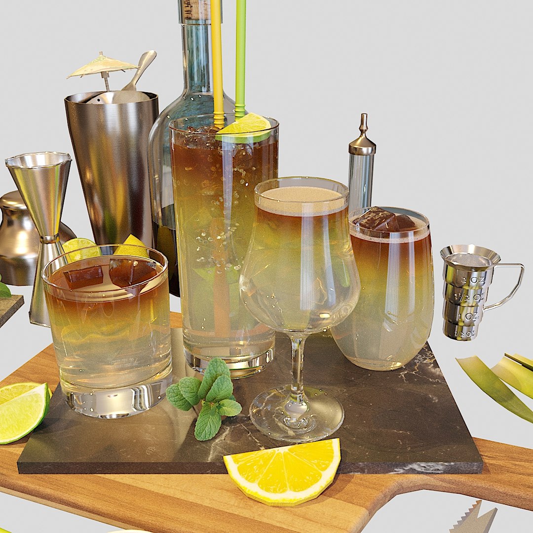3D cocktail set dark stormy model - TurboSquid 1679482