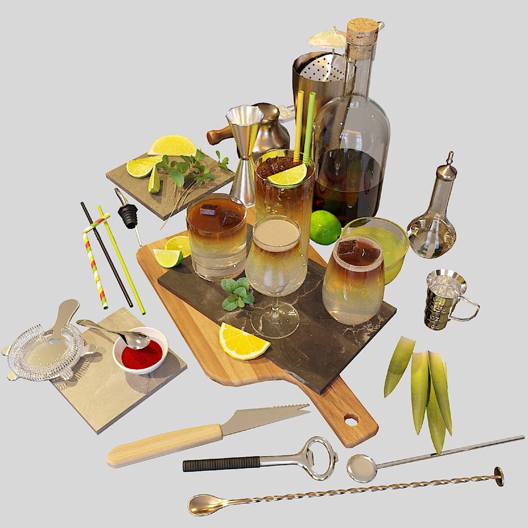 3D Cocktail Set Dark Stormy Model - TurboSquid 1679482