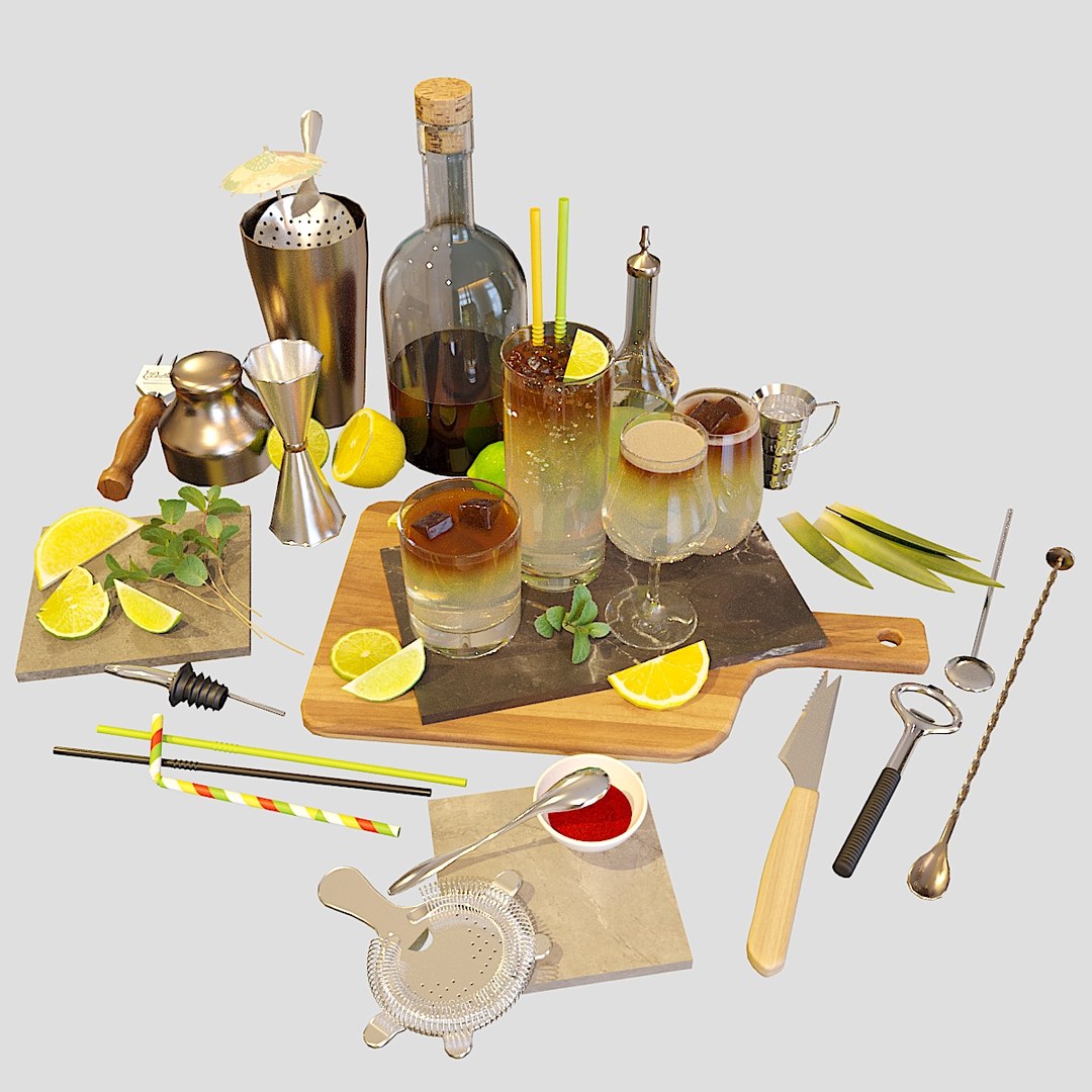 3D Cocktail Set Dark Stormy Model - TurboSquid 1679482