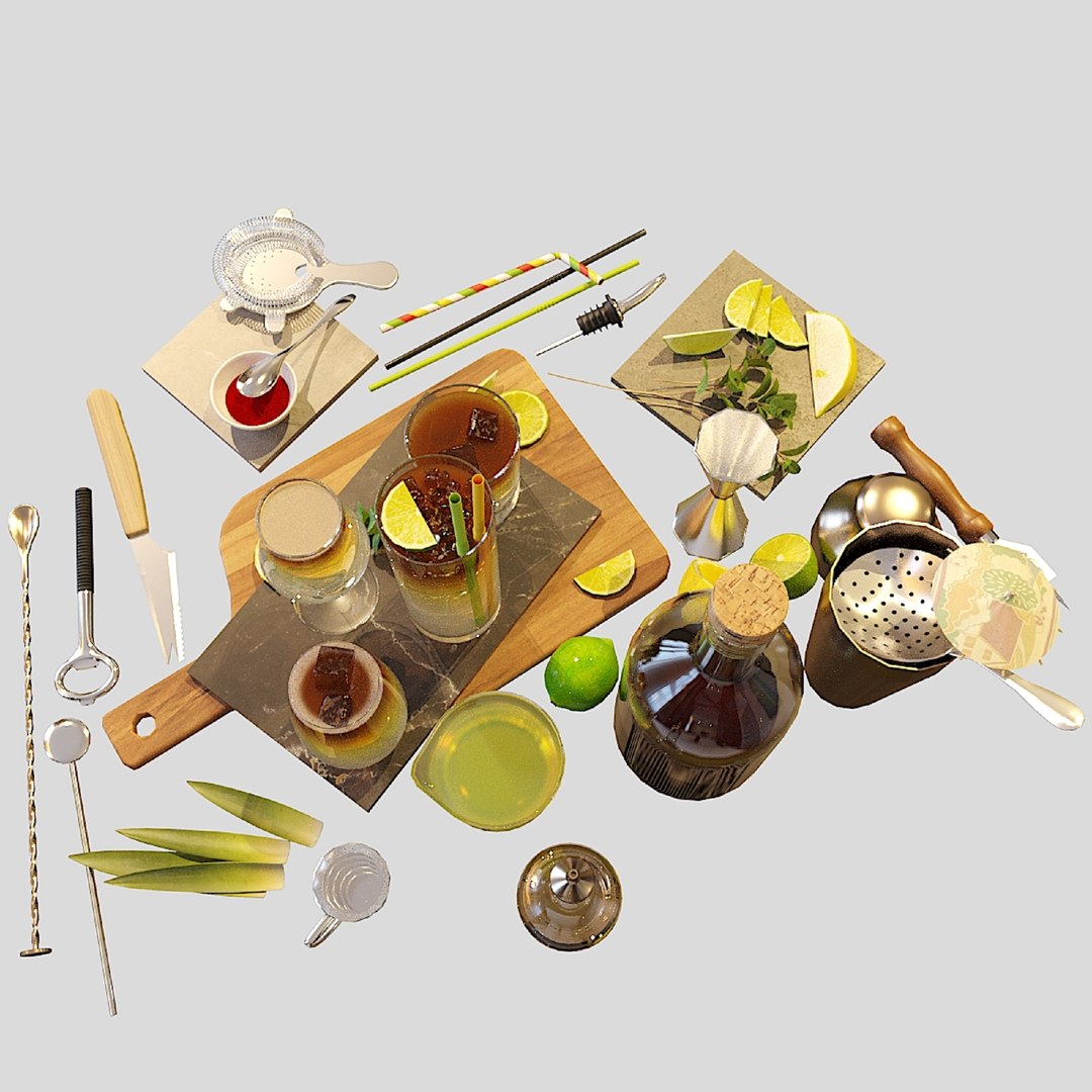 3D Cocktail Set Dark Stormy Model - TurboSquid 1679482