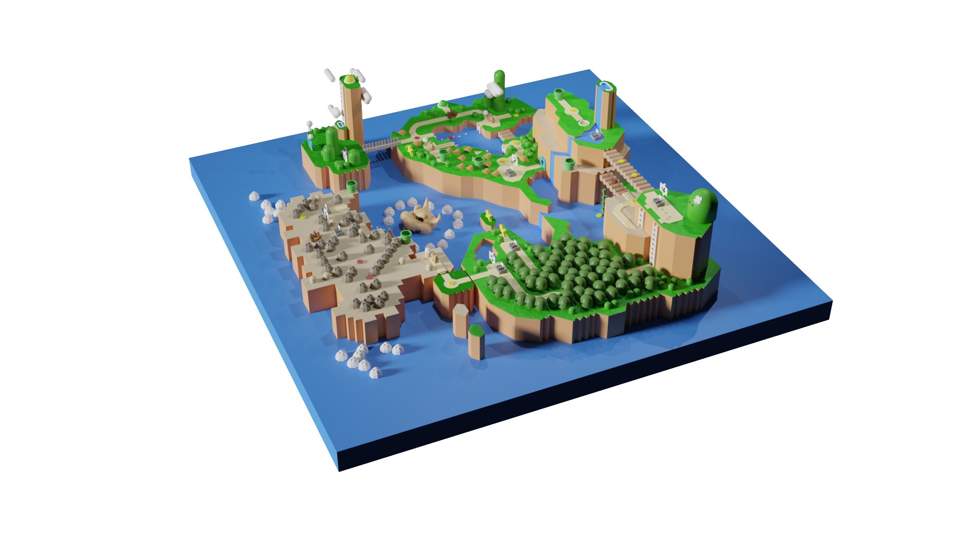 Mapa do mundo do Super Mário Modelo 3D - TurboSquid 1840904